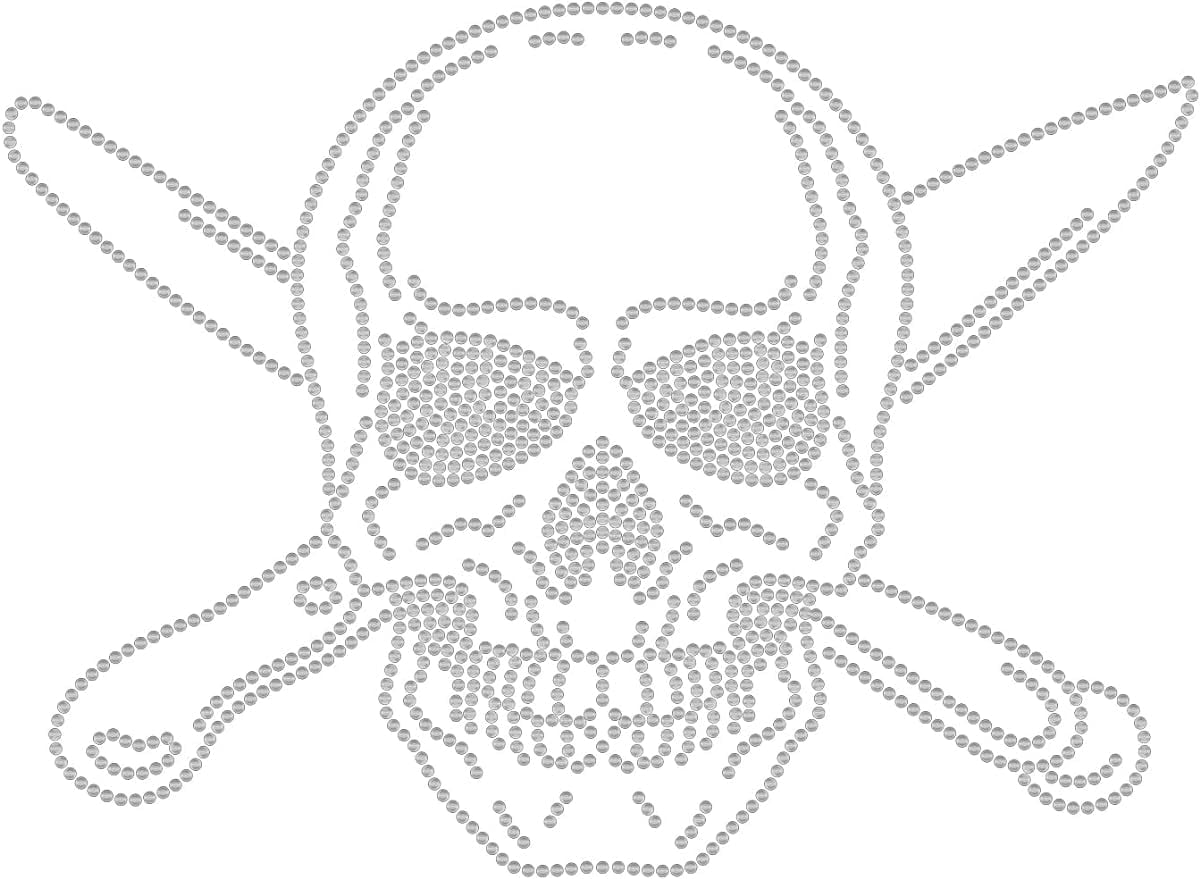 Skull Rhinestone Iron on Hotfix Transfer Decal Skeleton Pirate Heat ...