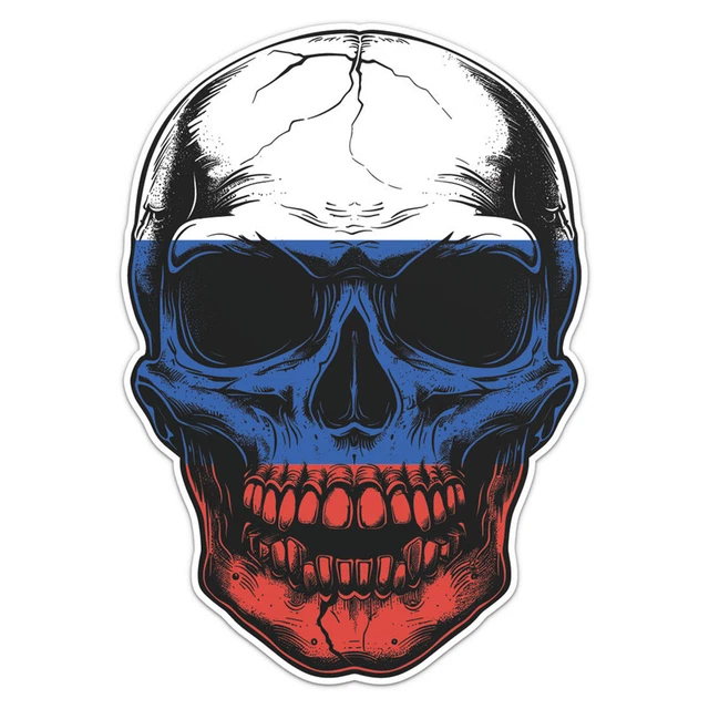 Skull Russia Flag Sticker Phone Decal Water Bottle Stickers Car Decals ...