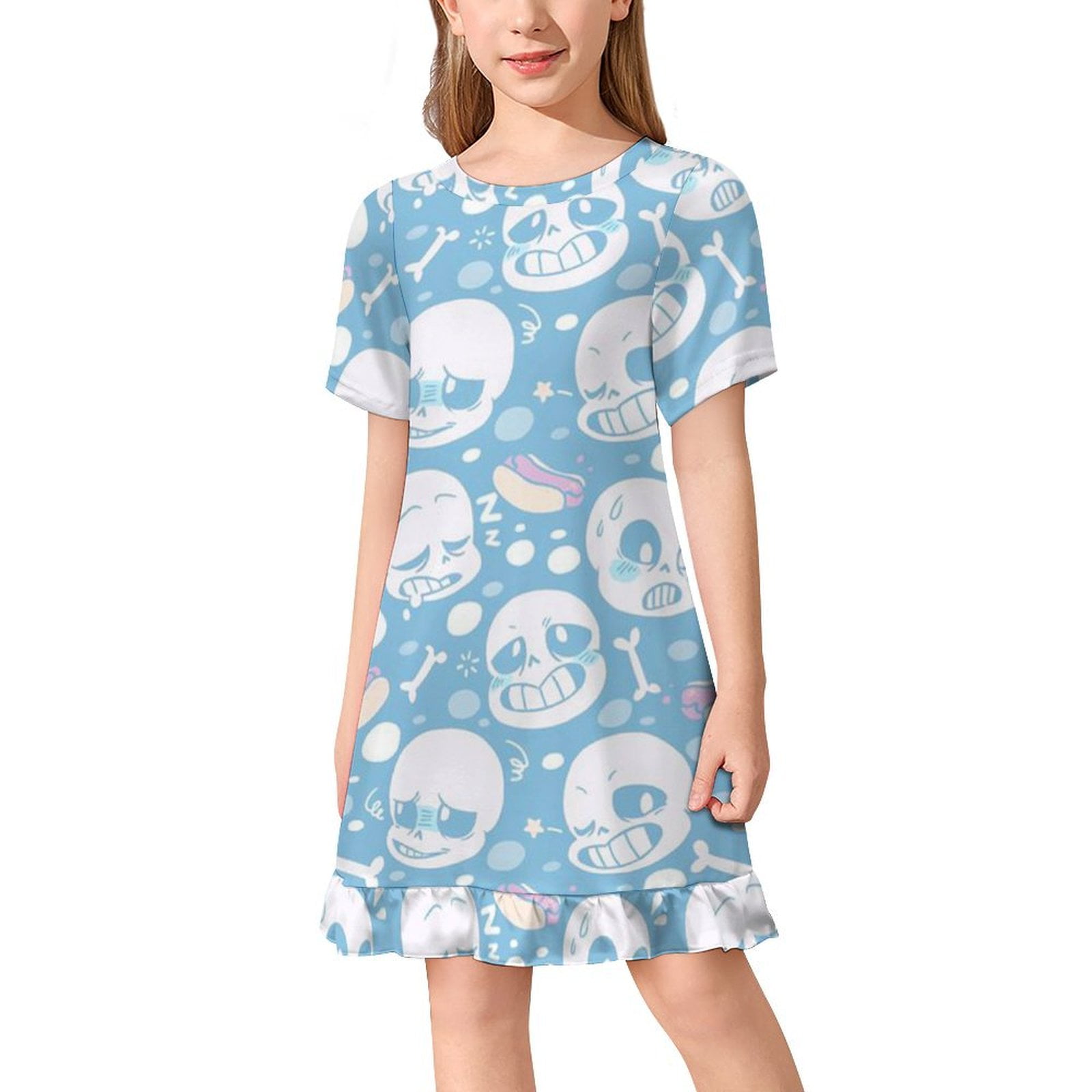 Skull Sans Undertale Children's Short Sleeved Dress 3D Printed ...
