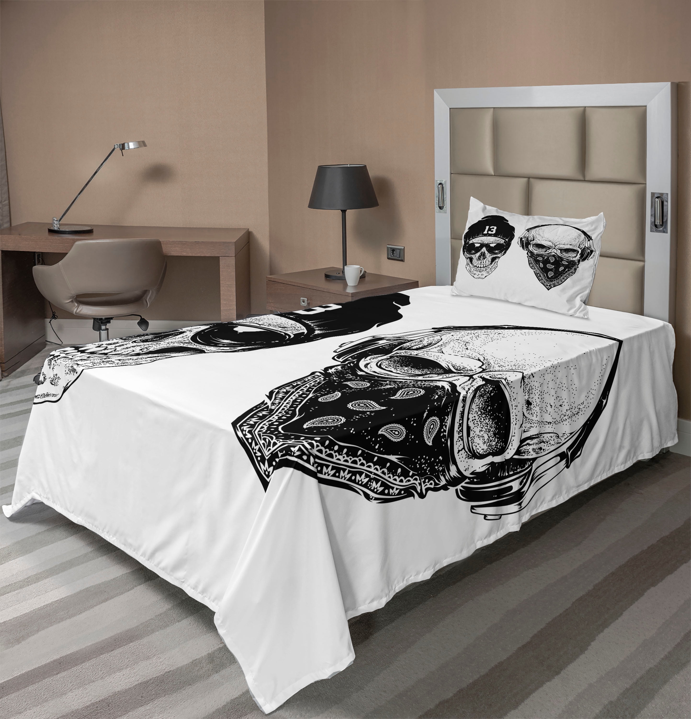 Skull Sheet Set, Funny Skull Band Dead Street Gangs with Bandanna Hood ...