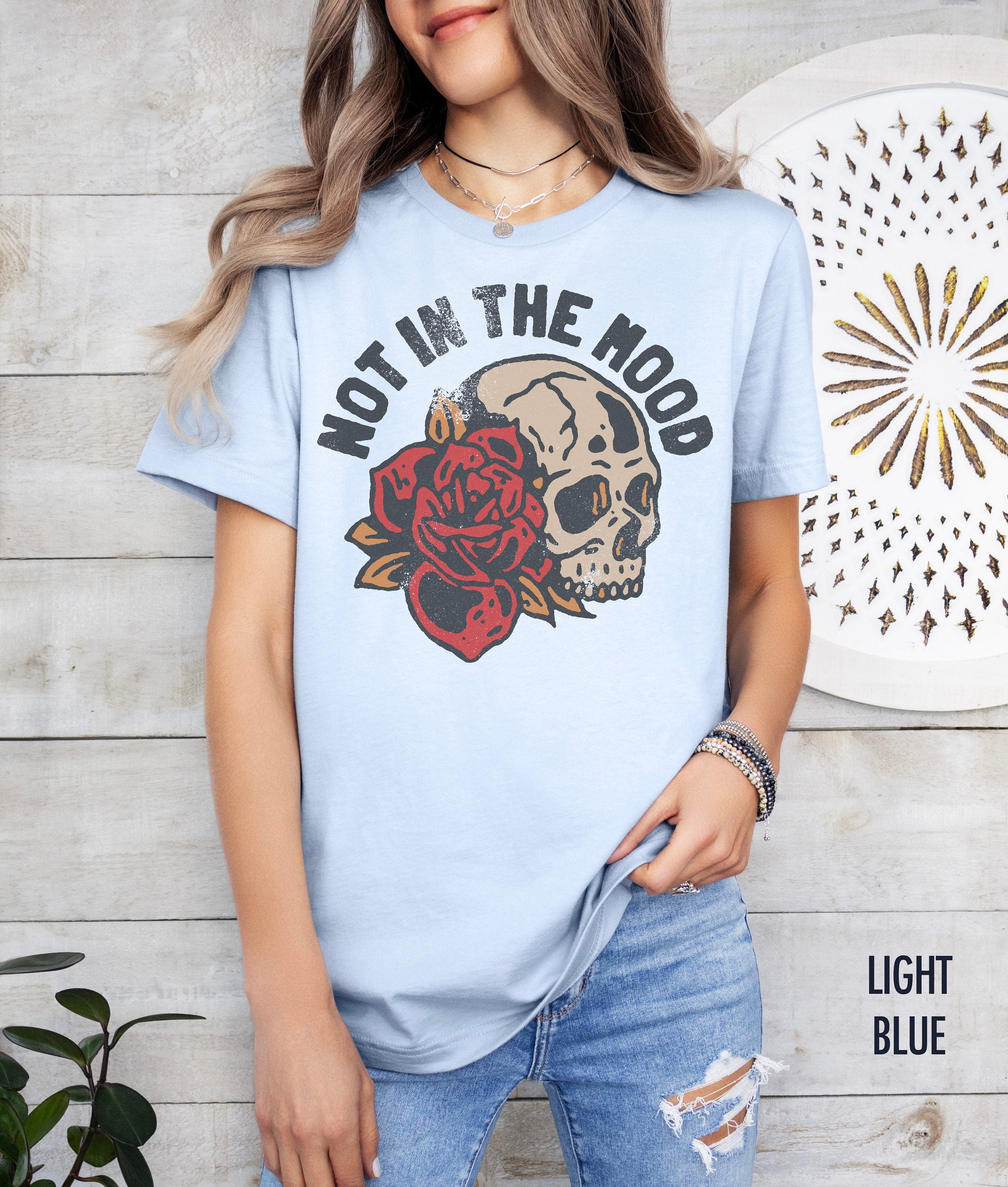 Skull Shirt, Skull and Roses Tshirt, Tattoo Shirt, Skeleton Rose, Retro ...