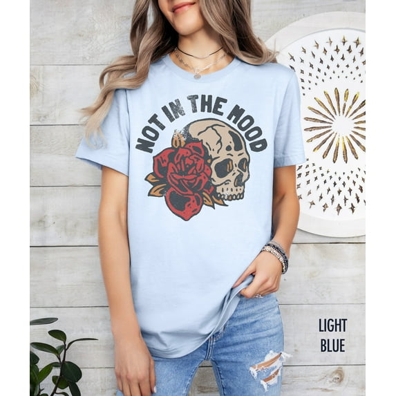 Skull Shirt, Skull and Roses Tshirt, Tattoo Shirt, Skeleton Rose, Retro ...