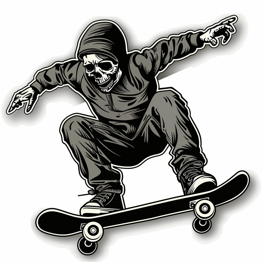 Skull Skateboard Vinyl Decal Car Sticker – Creepy Grim Reaper Skeleton ...
