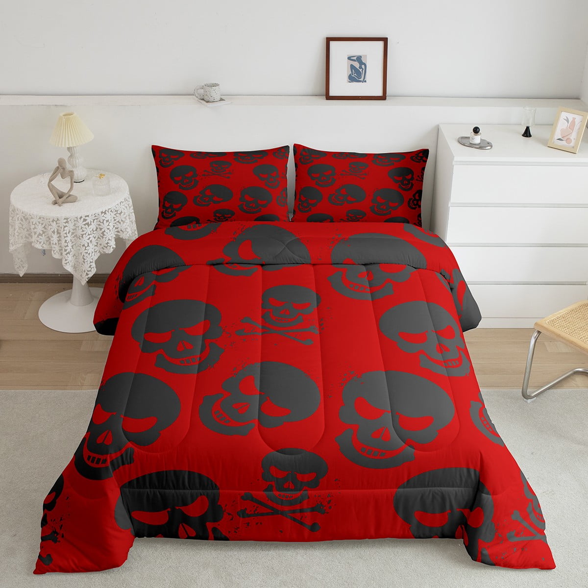 Skull Skeleton Bedding Set Halloween Comforter Set Queen Sugar Skull ...
