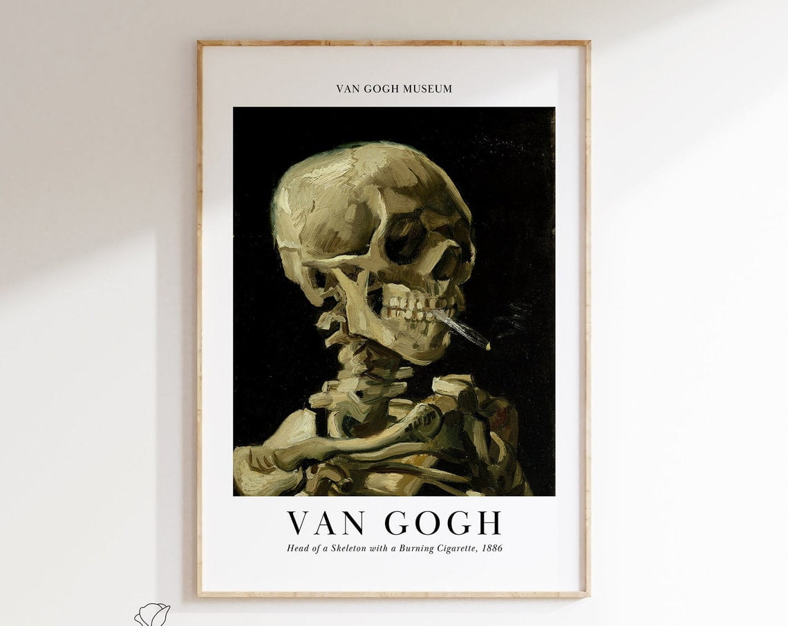 Skull Of A Skeleton With Burning Cigarette, Vincent Van Gogh, Famous ...