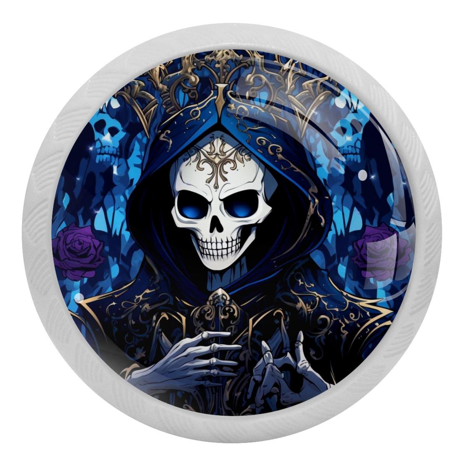 Skull Skeleton Crystal Glass Drawer Knob Pull Ergonomic 30mm Circle ...