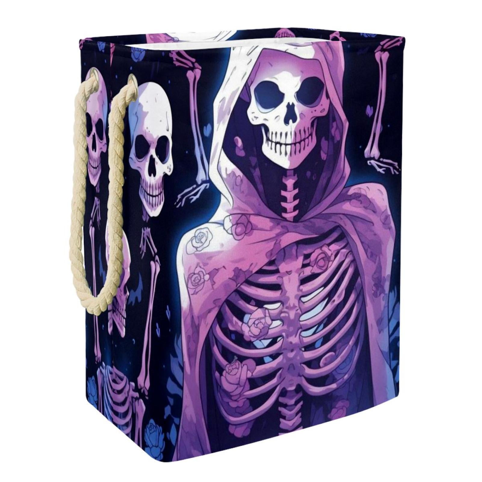 Skull Skeleton Laundry Hamper, Collapsible Laundry Baskets Firm Washing ...
