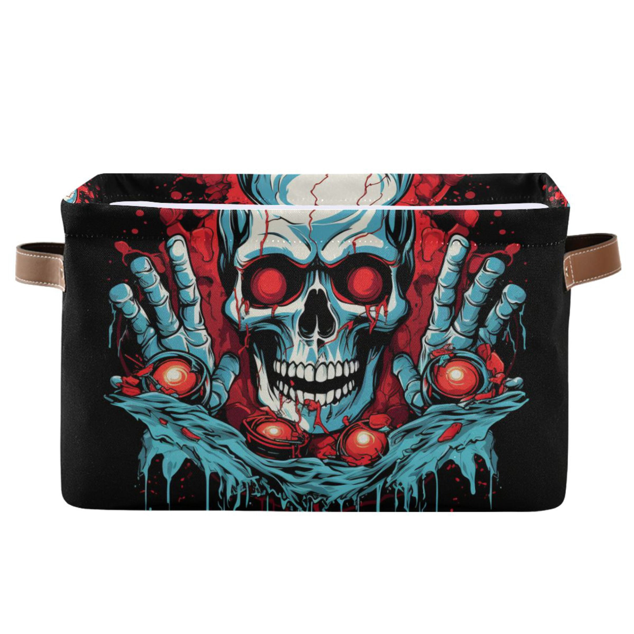 Skull Skeleton Storage Basket Large Bin Laundry Boxes Toys Foldable ...