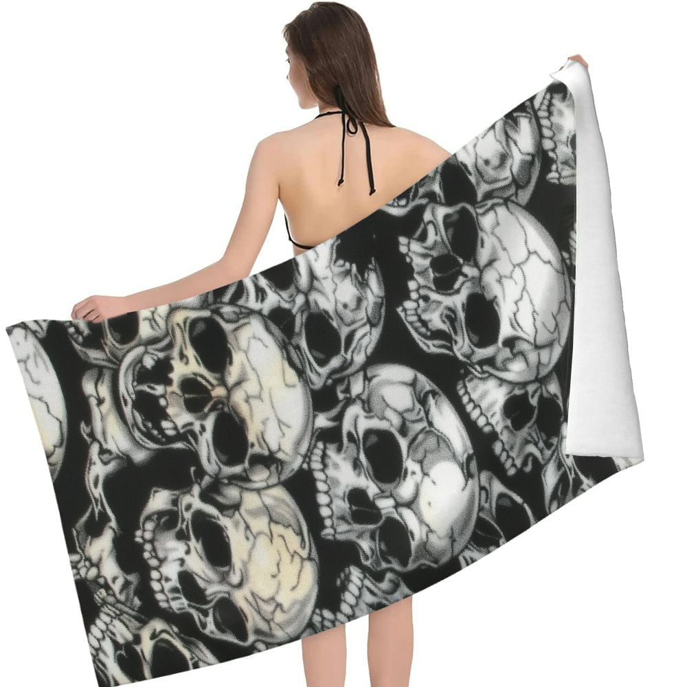 Skull Skeleton Towel Funny Skeleton Beach Towels Oversized for Bathroom ...