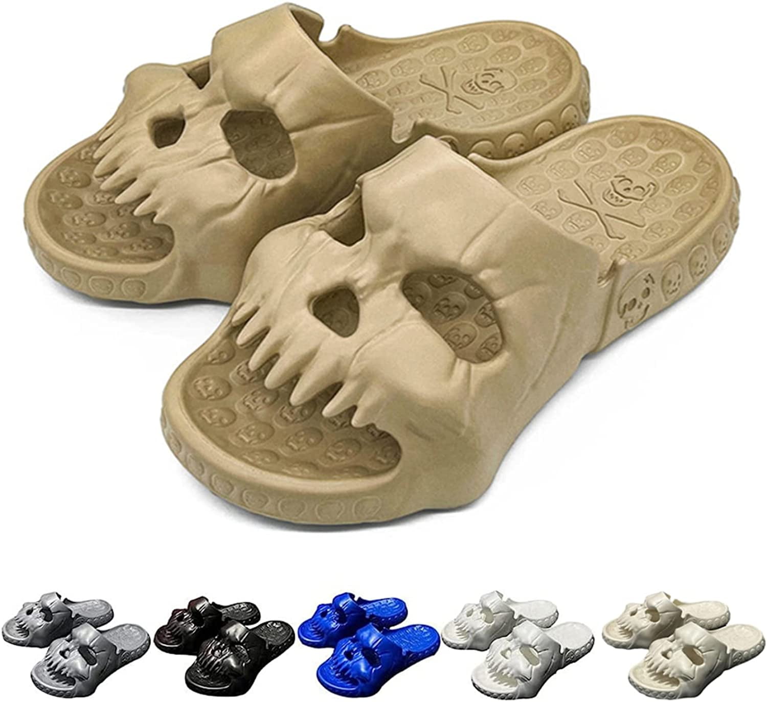Skull Slippers for Women Men, Summer Lightweight Skull Head Design ...