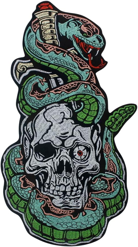 Skull Snake Clothes Patches Embroidered DIY Iron on Sew on Patches for Backpacks Jacket ...