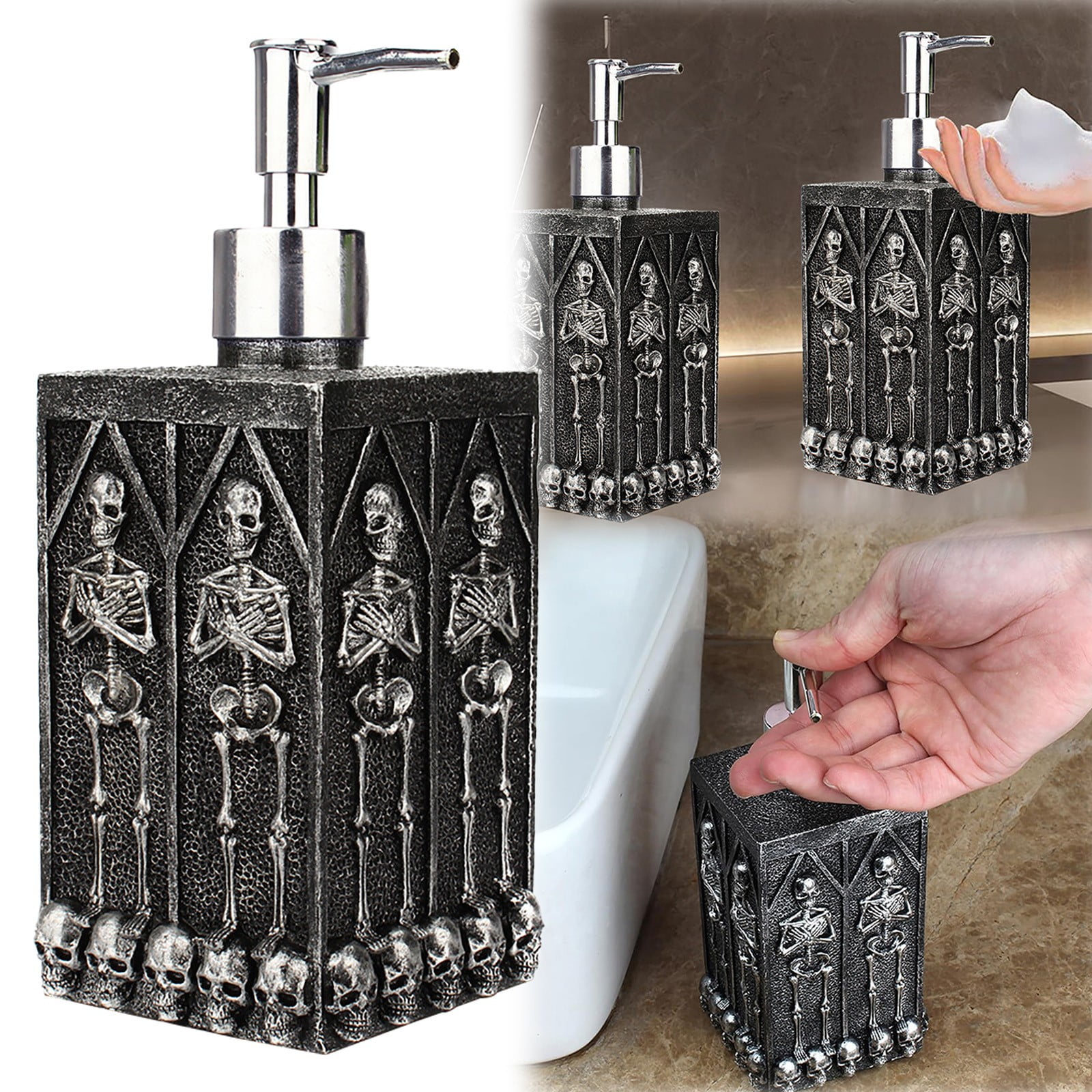 Skull Soap Dispenser with Rust Proof Pump, Skull Soap Dispenser, Ghost ...