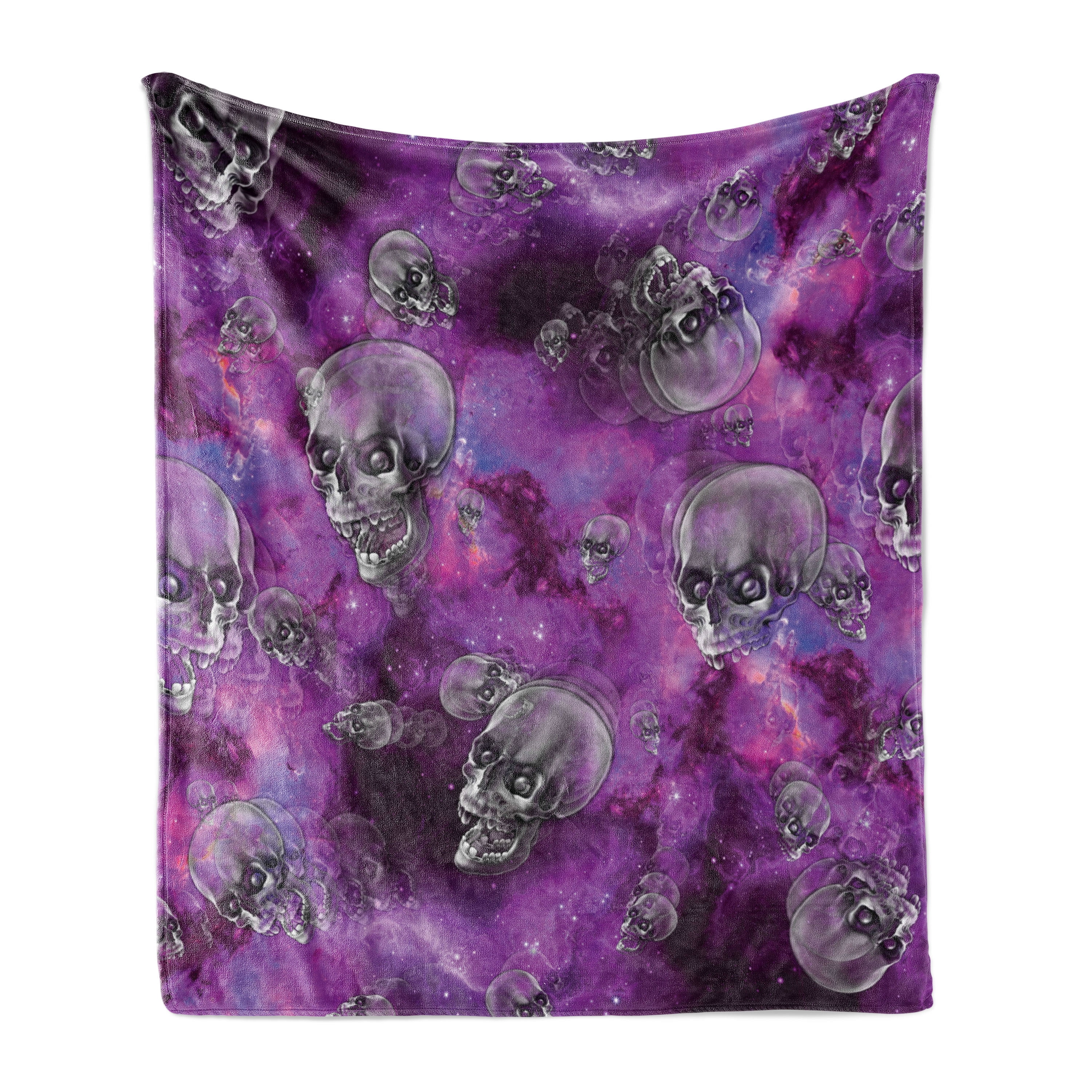 Skull Soft Flannel Fleece Blanket, Horror Movie Thirller Themed Flying ...