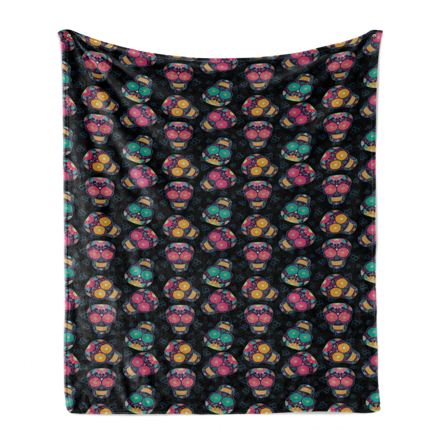 Skull Soft Flannel Fleece Throw Blanket, Mexican Sugar Calavera Art ...