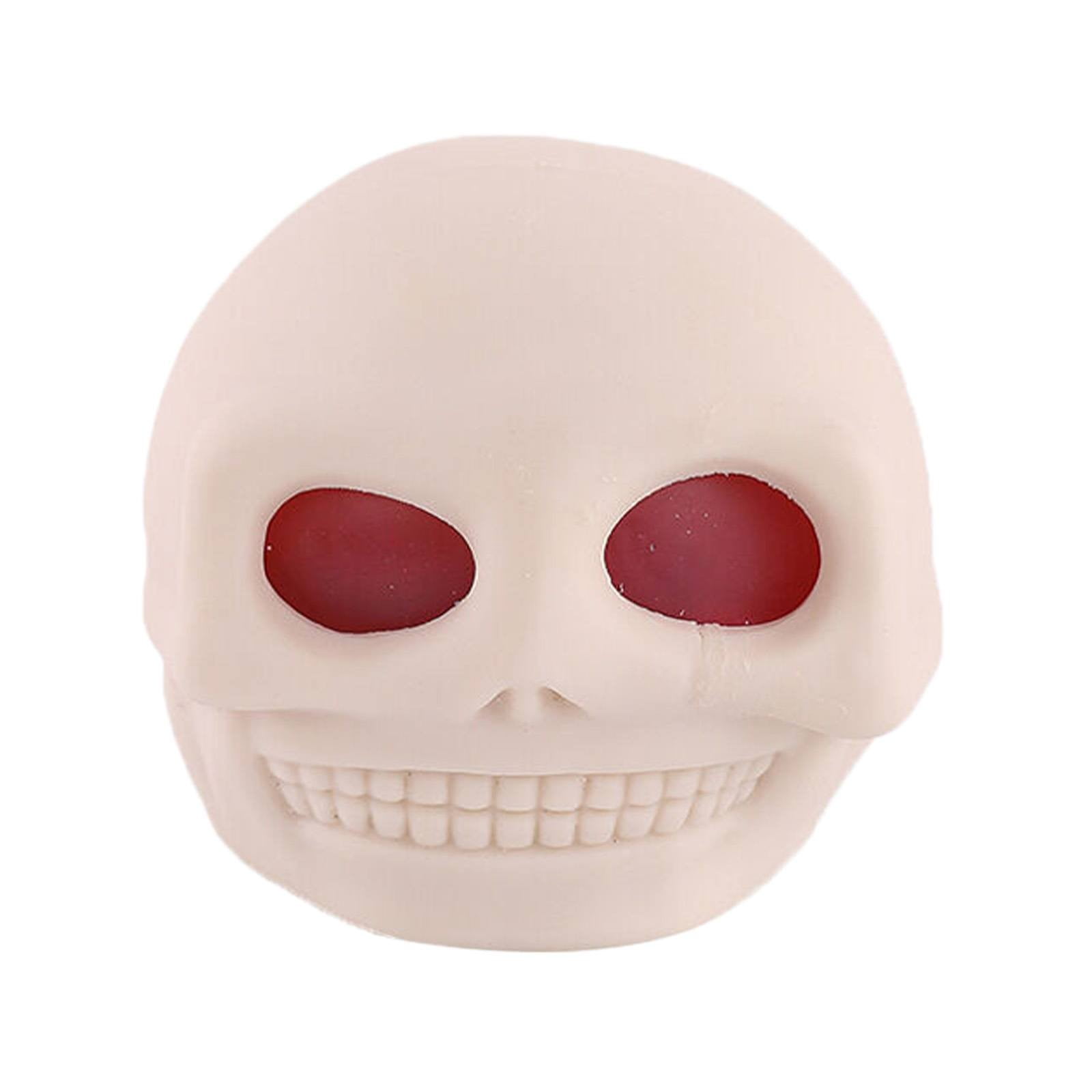 Skull Squeeze Toy White Gray with Blood and Maggots, Halloween Skeleton ...
