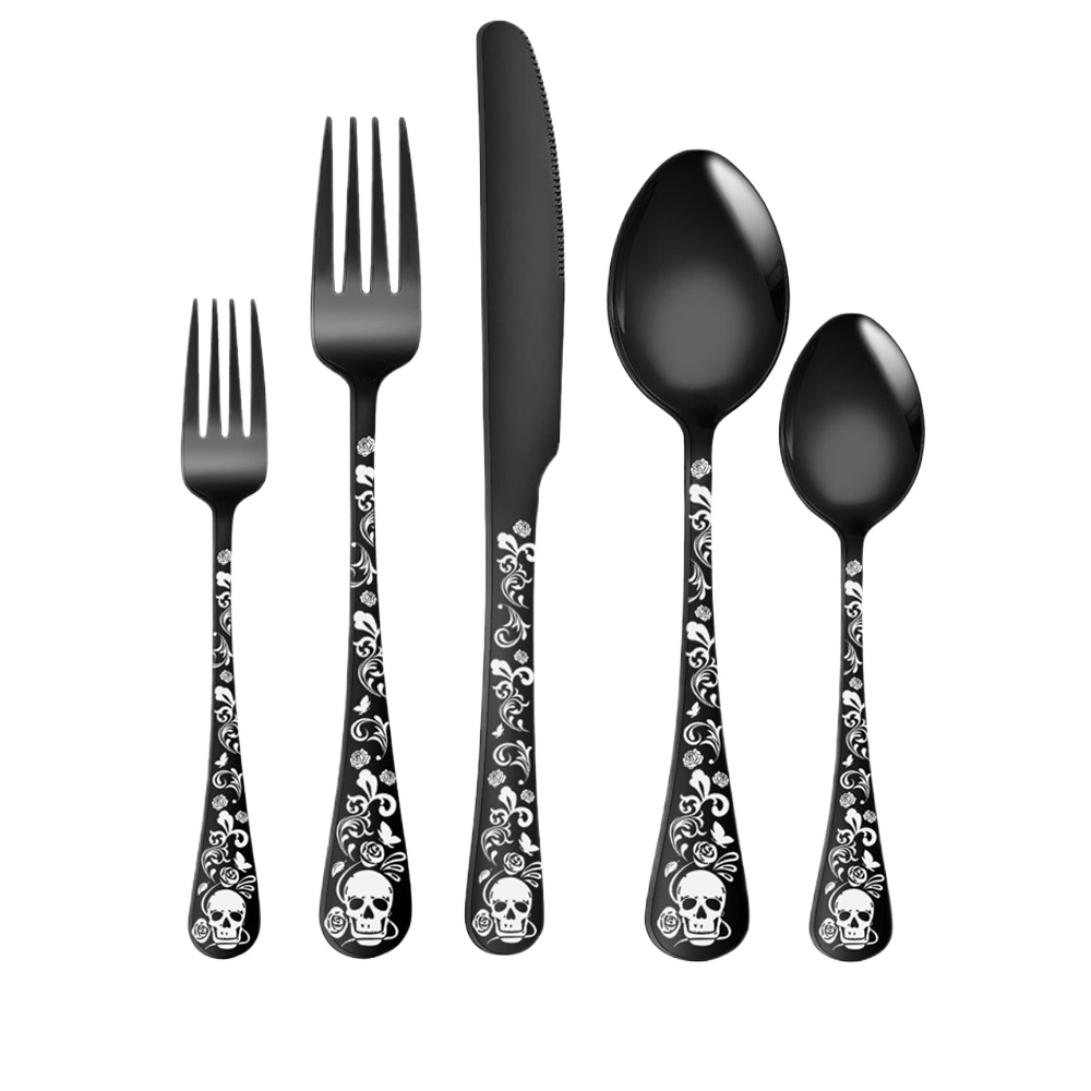 Skull Stainless Steel Cutlery Set, Halloween Pattern Creative Hotel ...