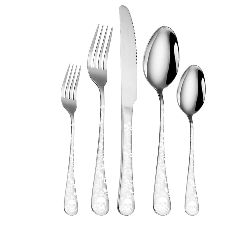 Skull Stainless Steel Cutlery Set, Halloween Pattern Creative Hotel ...