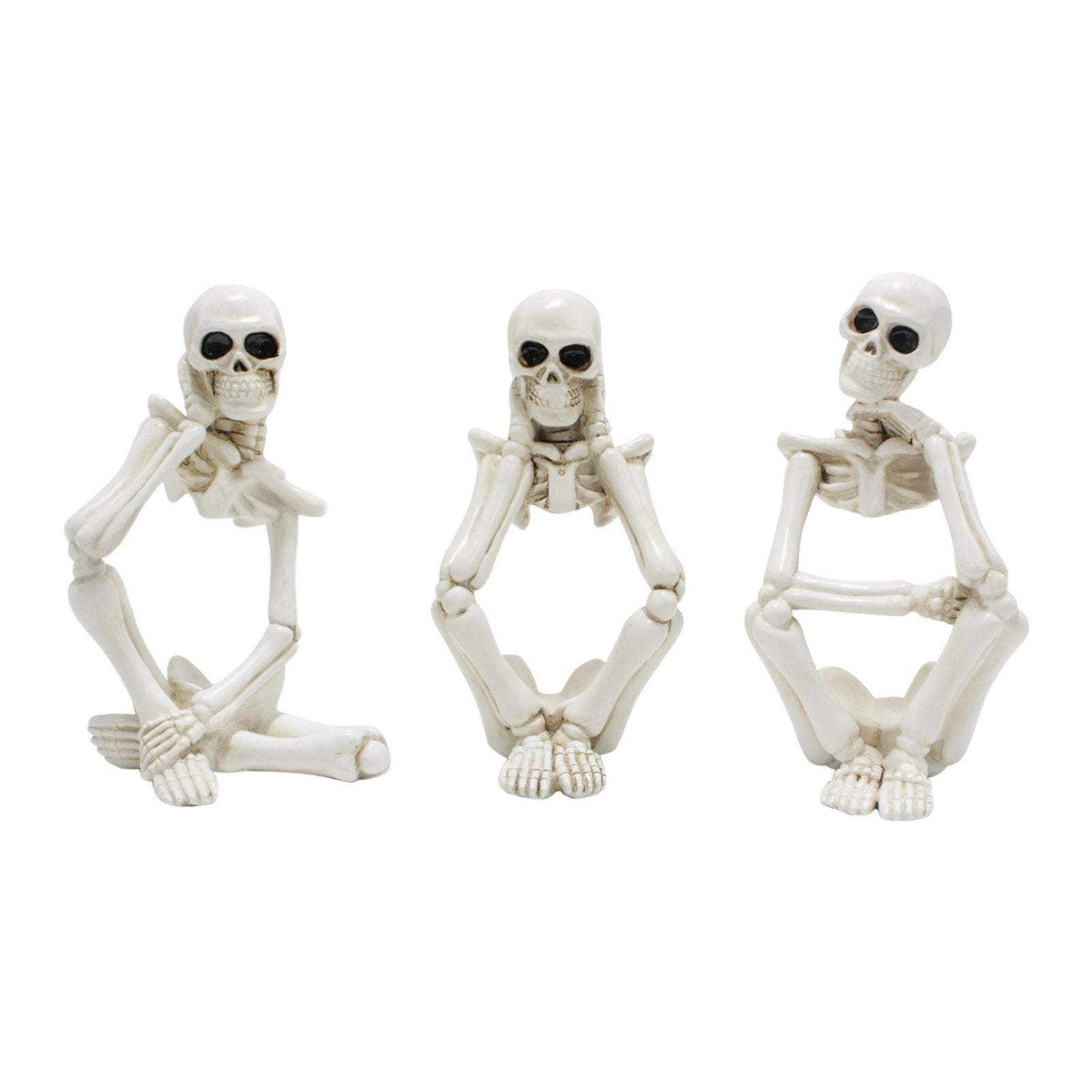 Skull Statues Set Resin Skeleton Shelf Sitters Sitting Figurines for ...