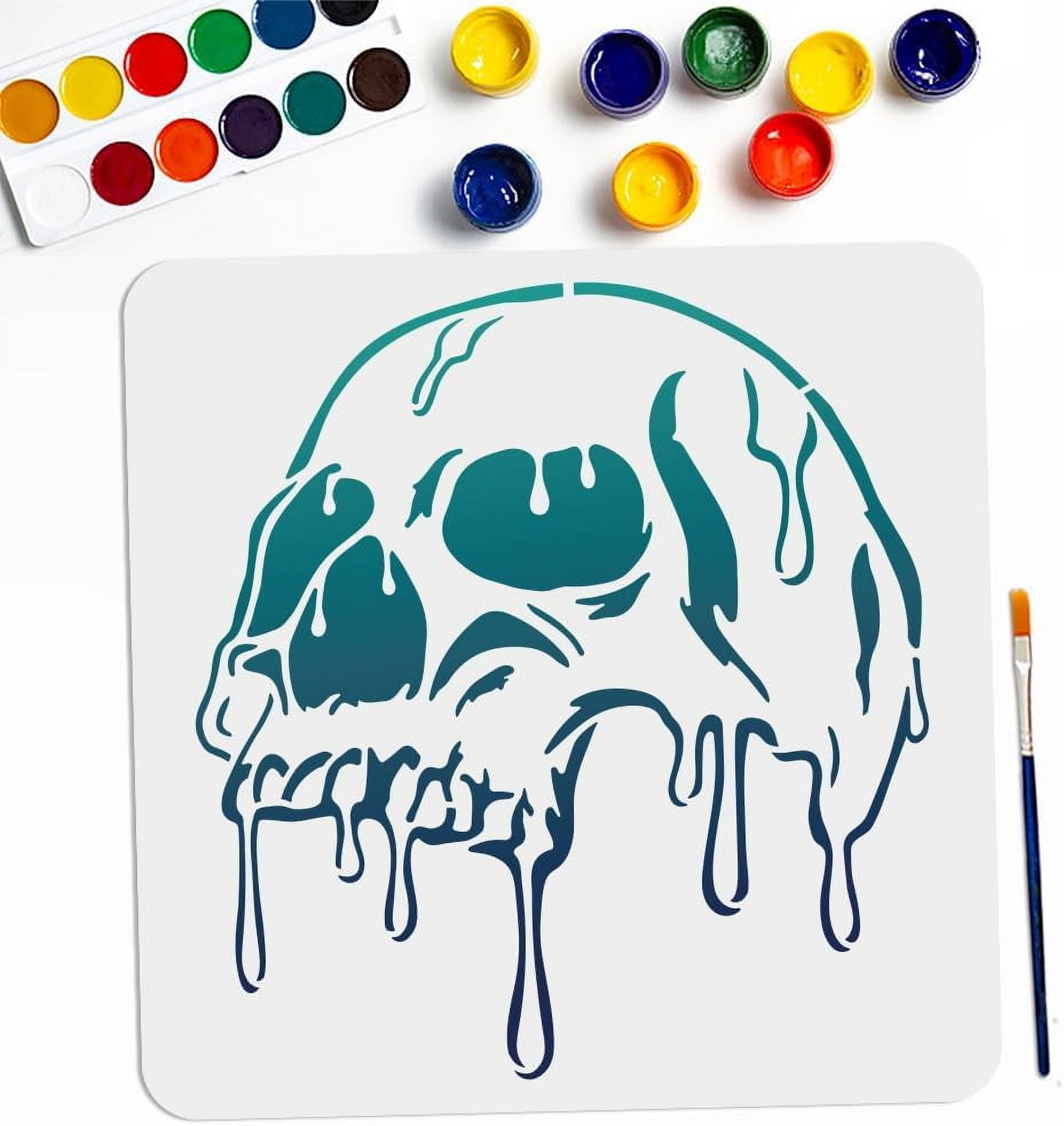 Skull Stencil 11.8×11.8inch Large Melting Skull Stencils for Painting ...