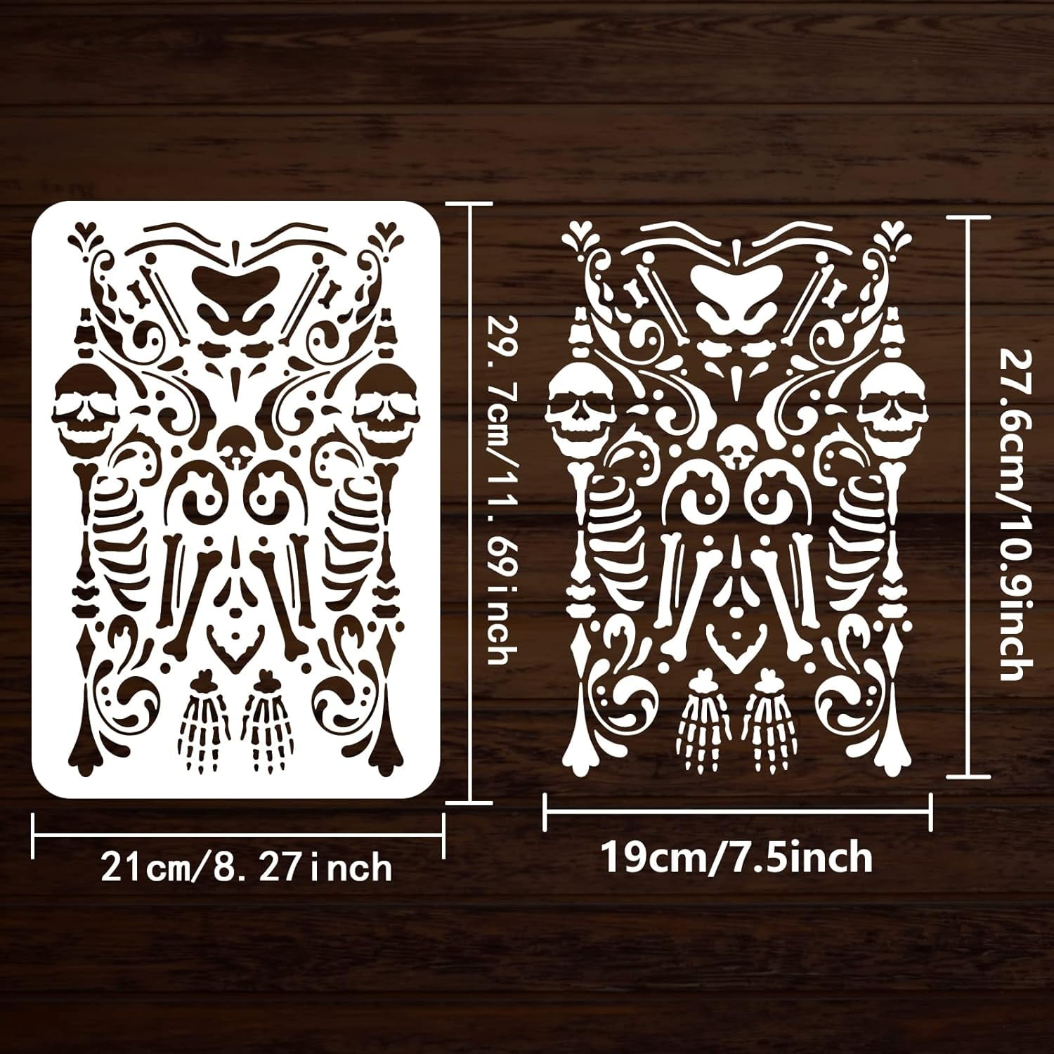 Skull Stencil Template 8.3x11.7 inch Skeleton Stencil Template Plastic ...