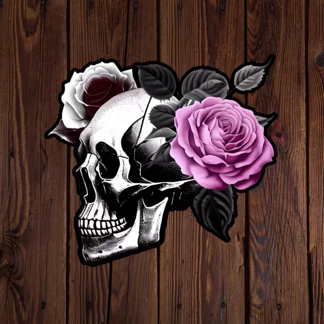 Skull Sticker Gothic Rose Dark Mythic Mythical Skelton Laptop Sticker ...