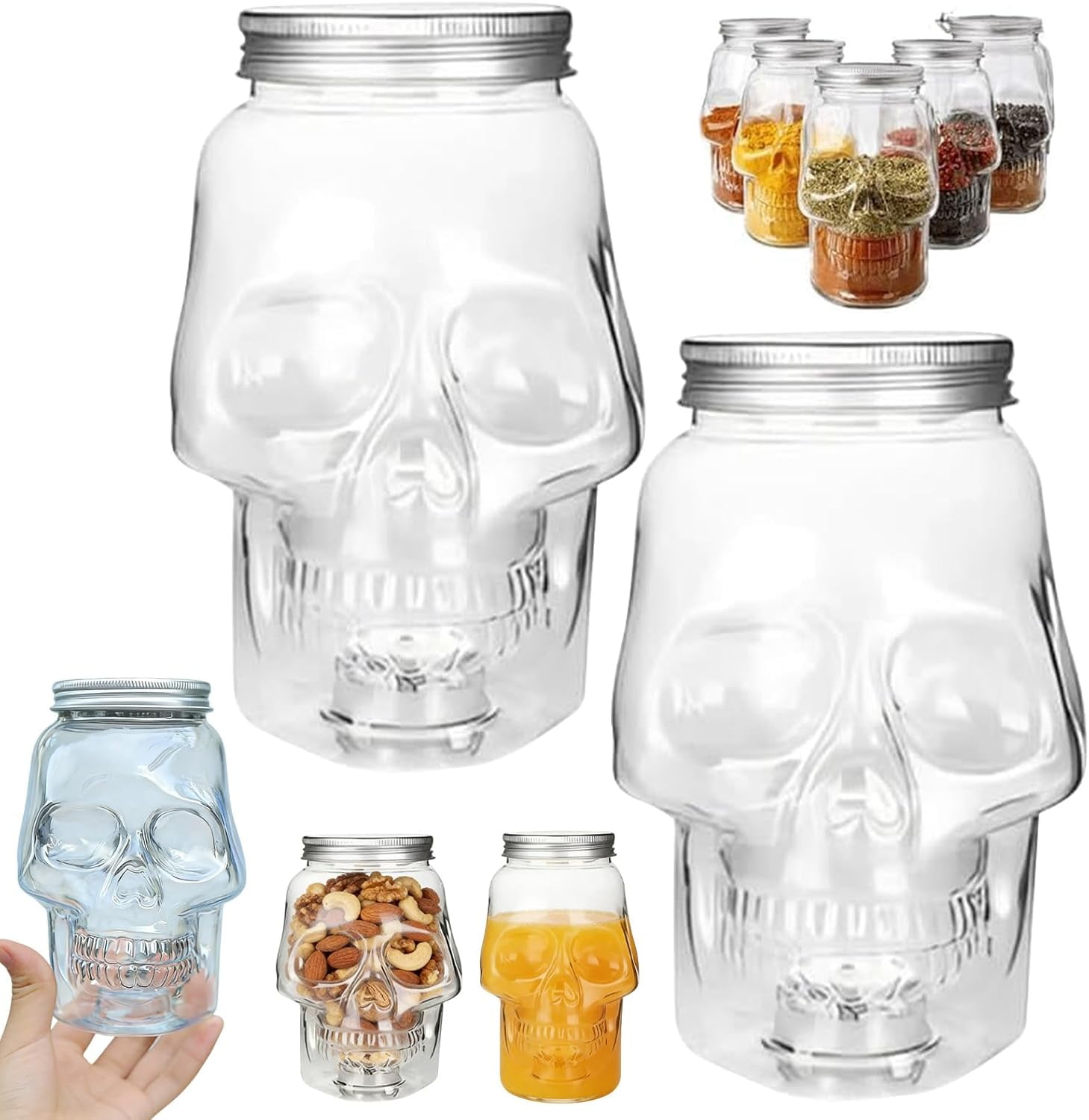 Skull Storage Jar, Spice Jars with Lids,Unique Skulls Canister for Home ...