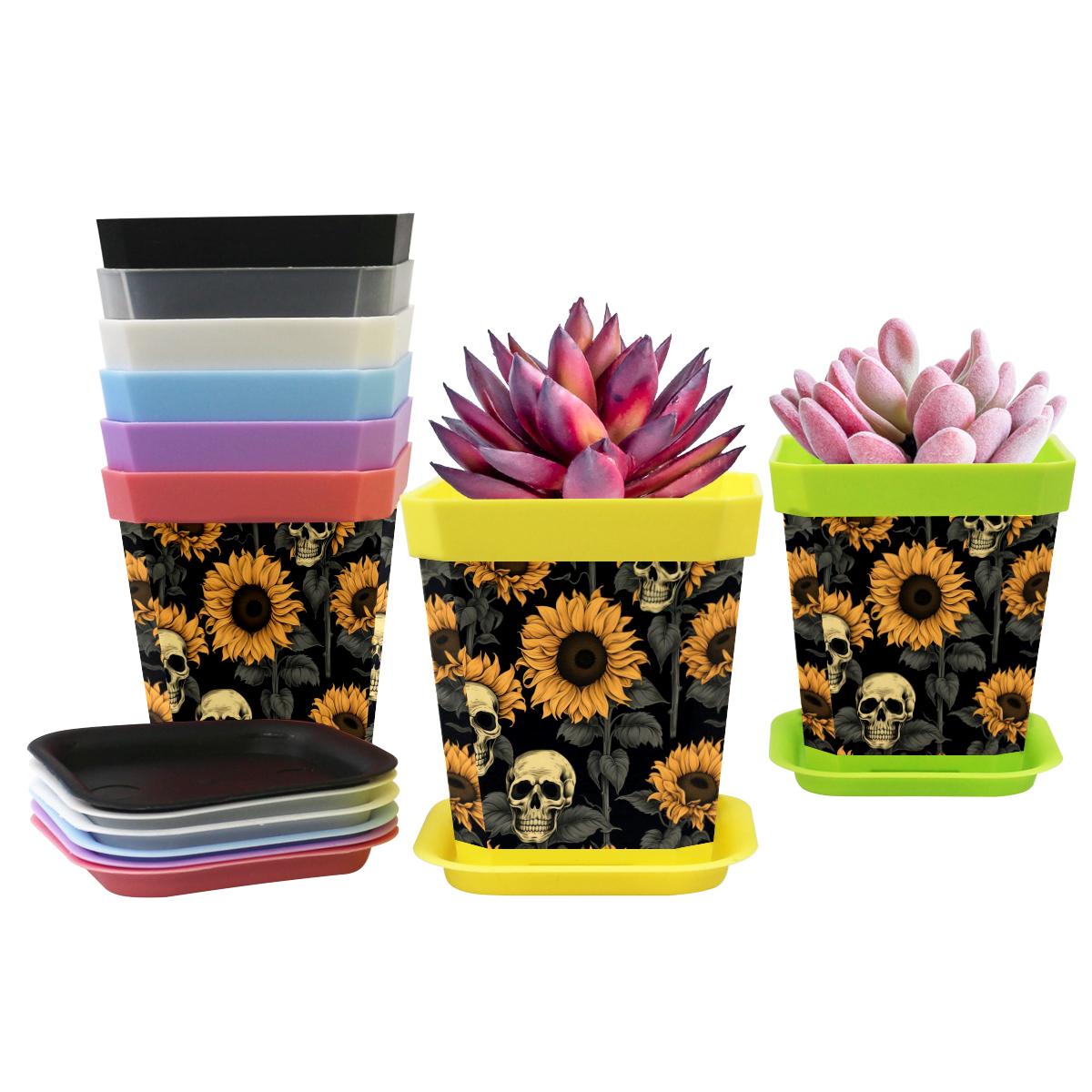 Skull Sunflower Caribbean Planter 8PCS - Lightweight Indoor Outdoor 8 ...