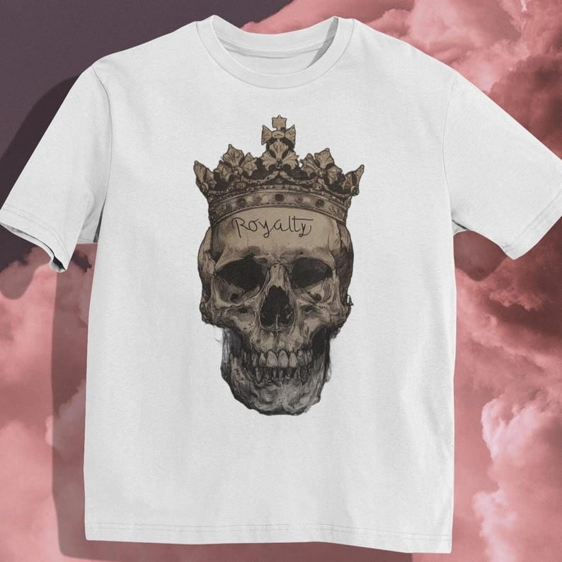Skull T-Shirt - Royal Crown Gothic Crowned Skull Art, Dark Aesthetic ...