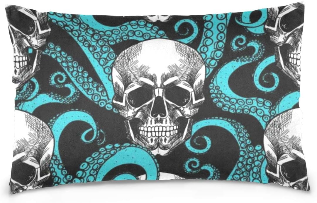 Skull and Tentacles of The Octopus Velvet Oblong Lumbar Plush Throw ...