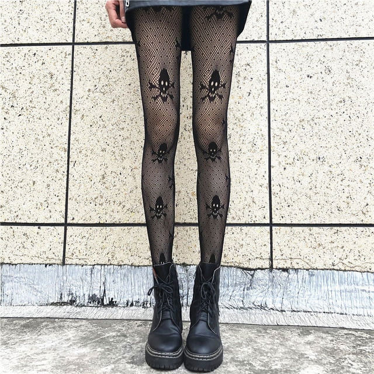 Skull Tights Stockings Sexy Hollow Mesh Calcetines Fish Net Stockings ...