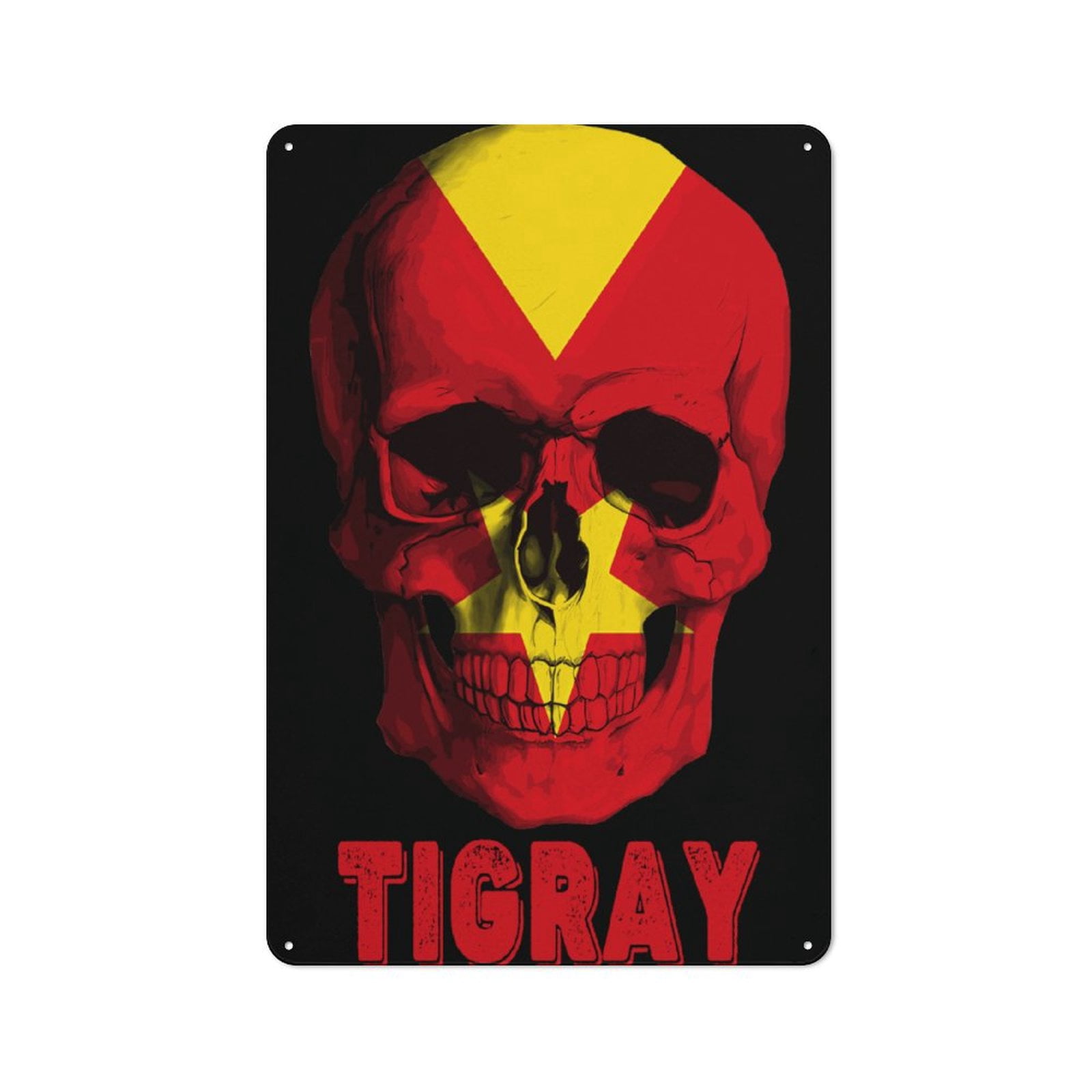 Skull Tigray Flag Metal Tin Sign,Wall Decor Sign Funny Home Decor Tin ...