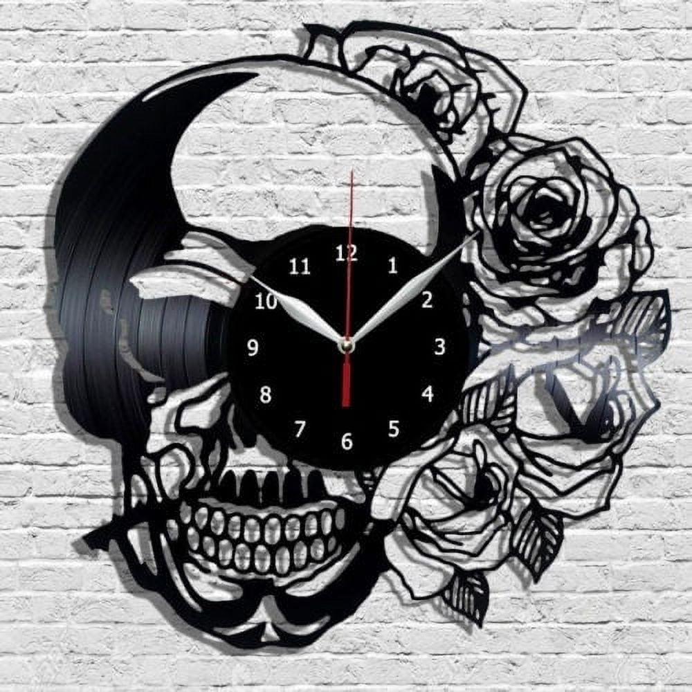 Skull Vinyl Record Wall Clock 12'' (30cm) Vinyl Clock Wall Decor ...