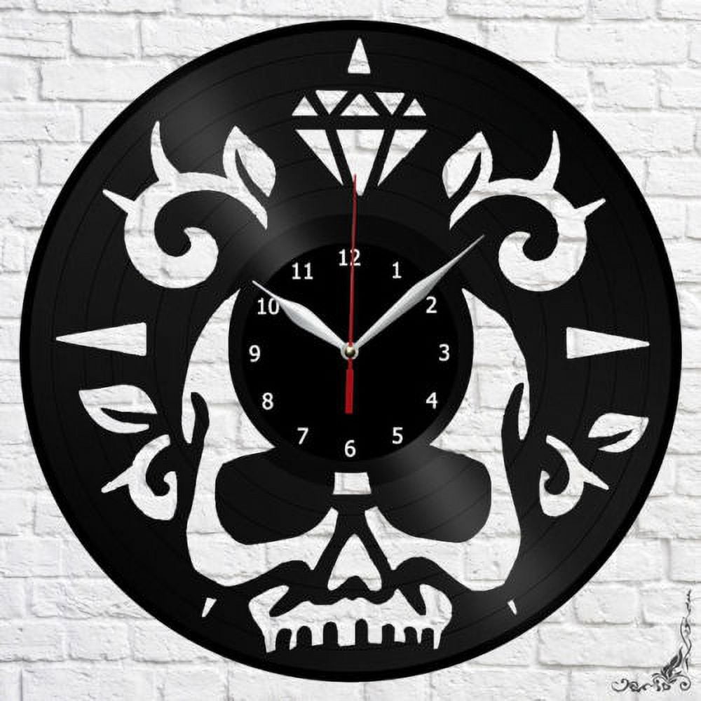Skull Vinyl Record Wall Clock 12'' (30cm) Vinyl clock Wall Decor ...