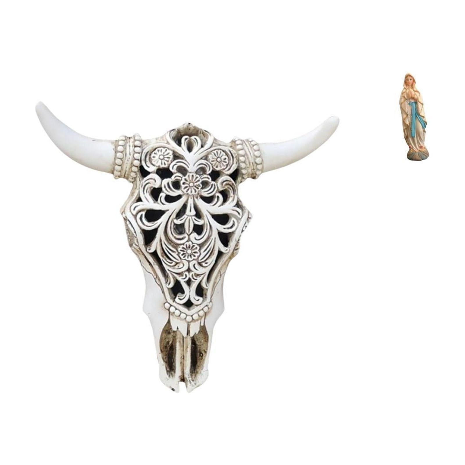 Skull Wall Sculpture Resin Cow Head Wall Decor Virgin Mary Statue ...