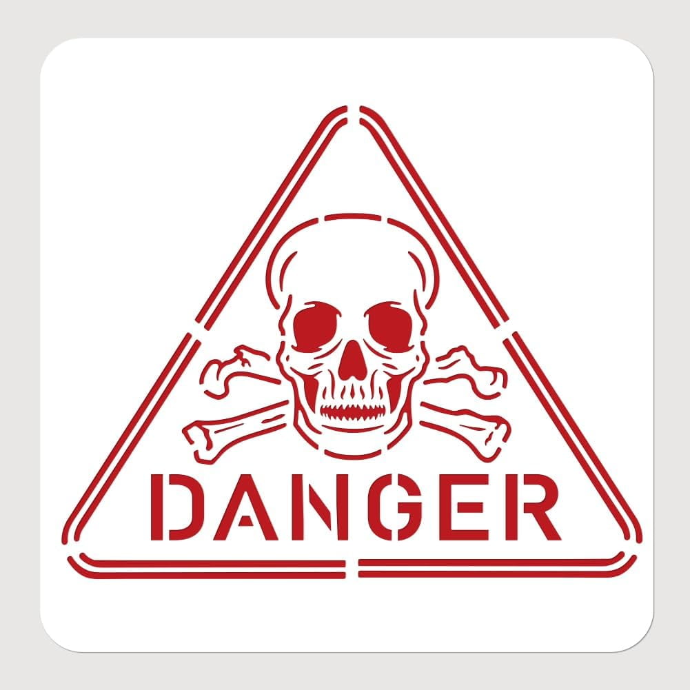 Skull Warning Sign Painting Stencil 11.8x11.8inch Danger Words Painting ...