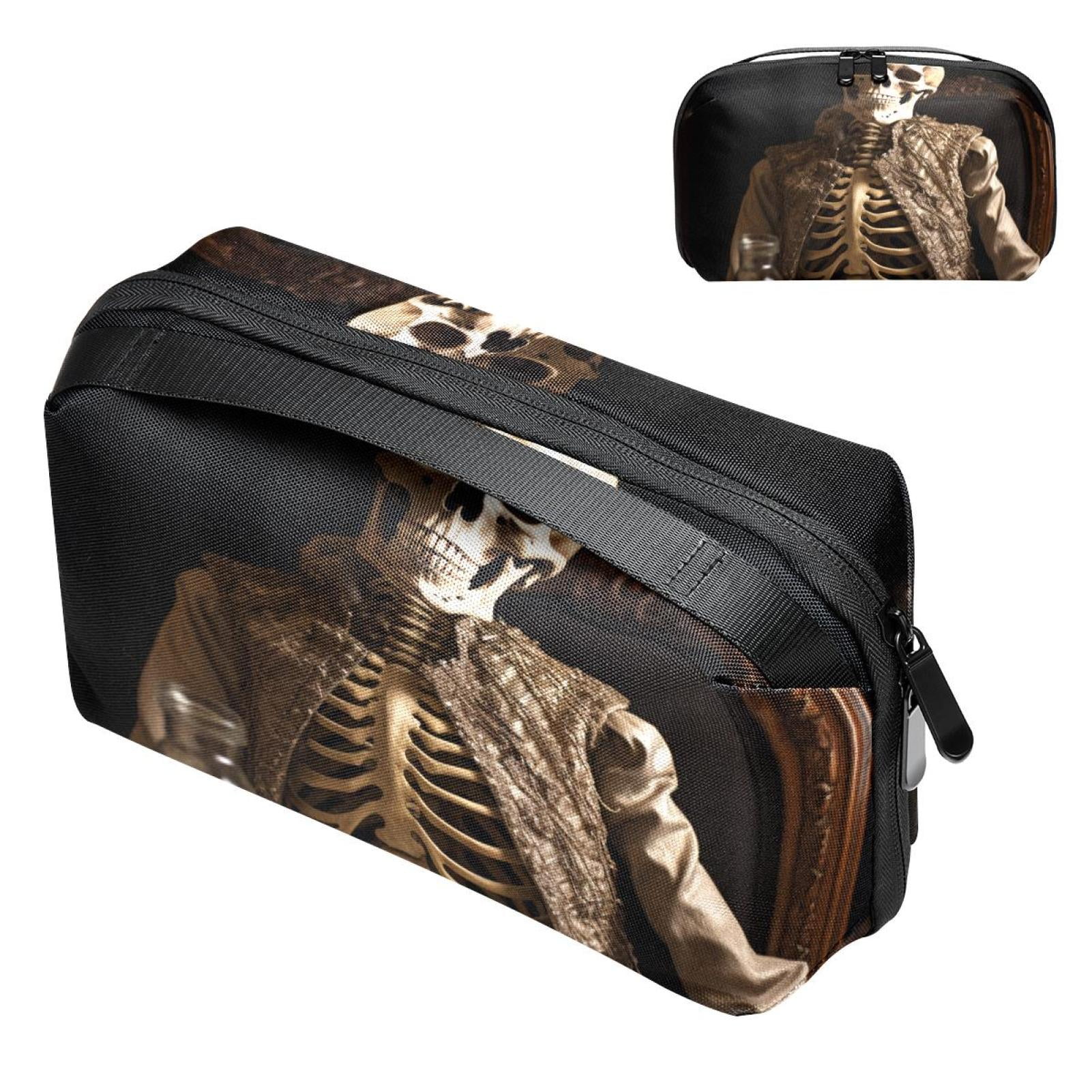 Skull Waterproof Oxford Fabric Storage Case with Charger Pouch, Small ...