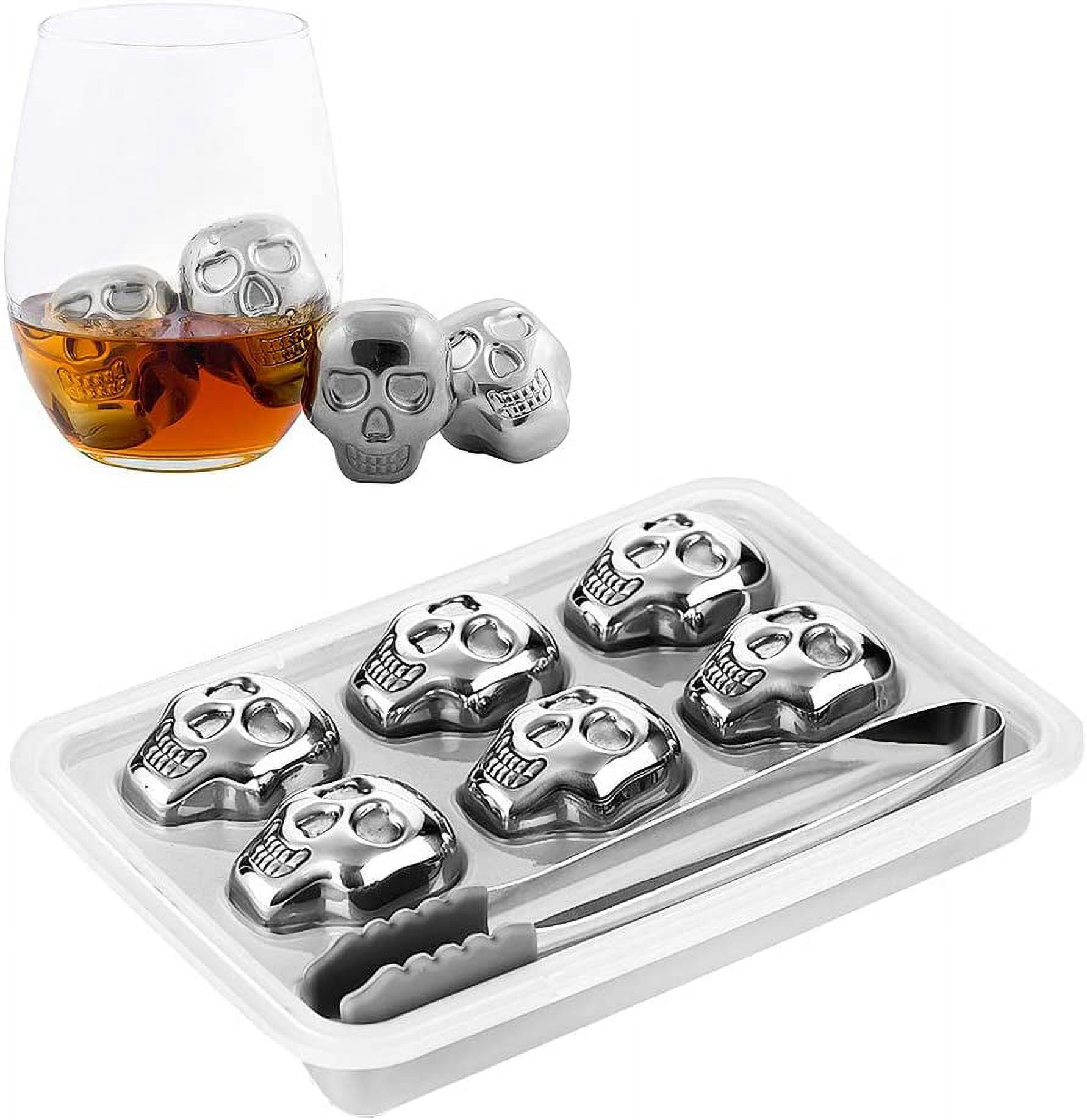 Skull Whiskey Stones Reusable Ice Cubes for Drinks Stainless Steel ...