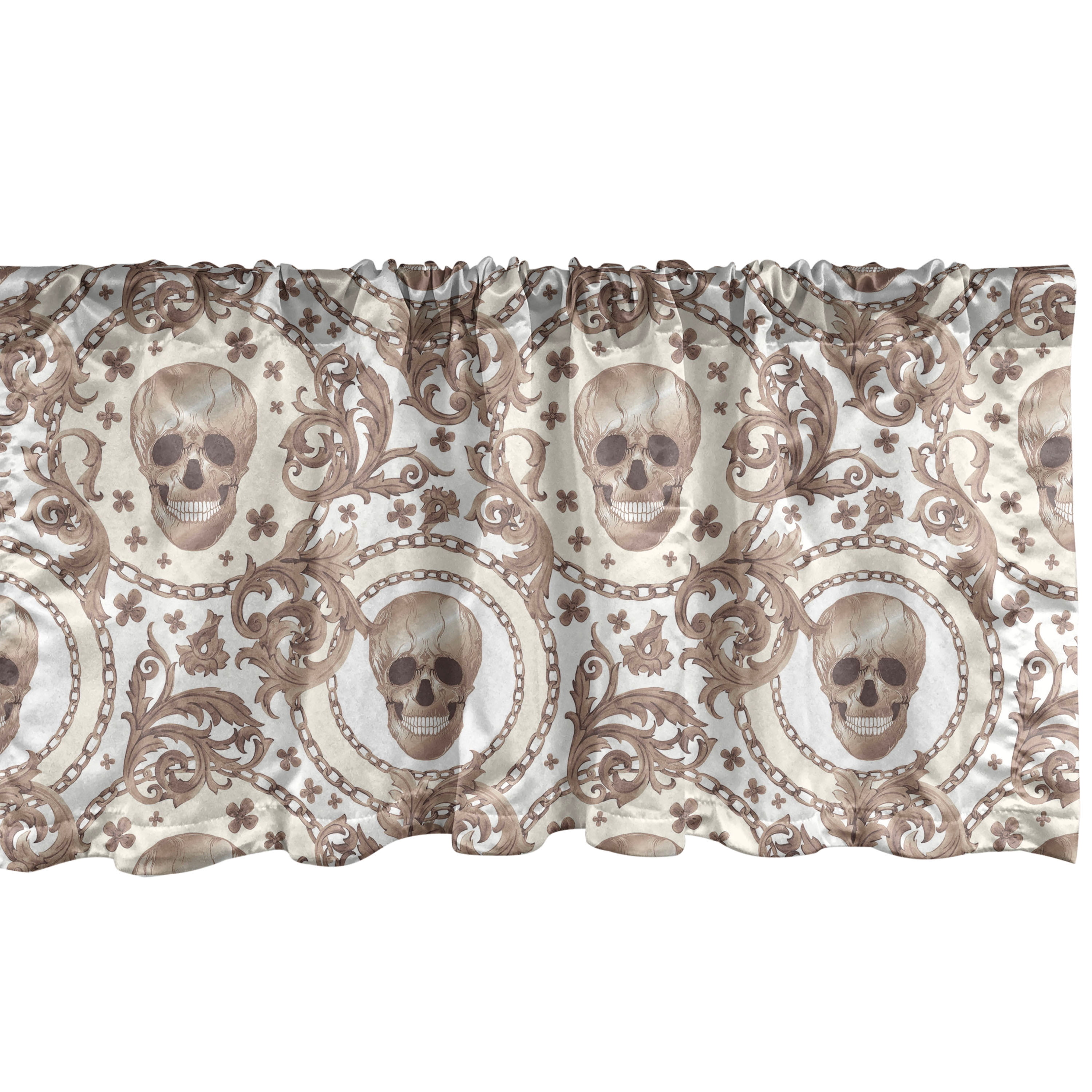 Skull Window Valance, Damask Design of Skull Heads and Chain Motifs on ...