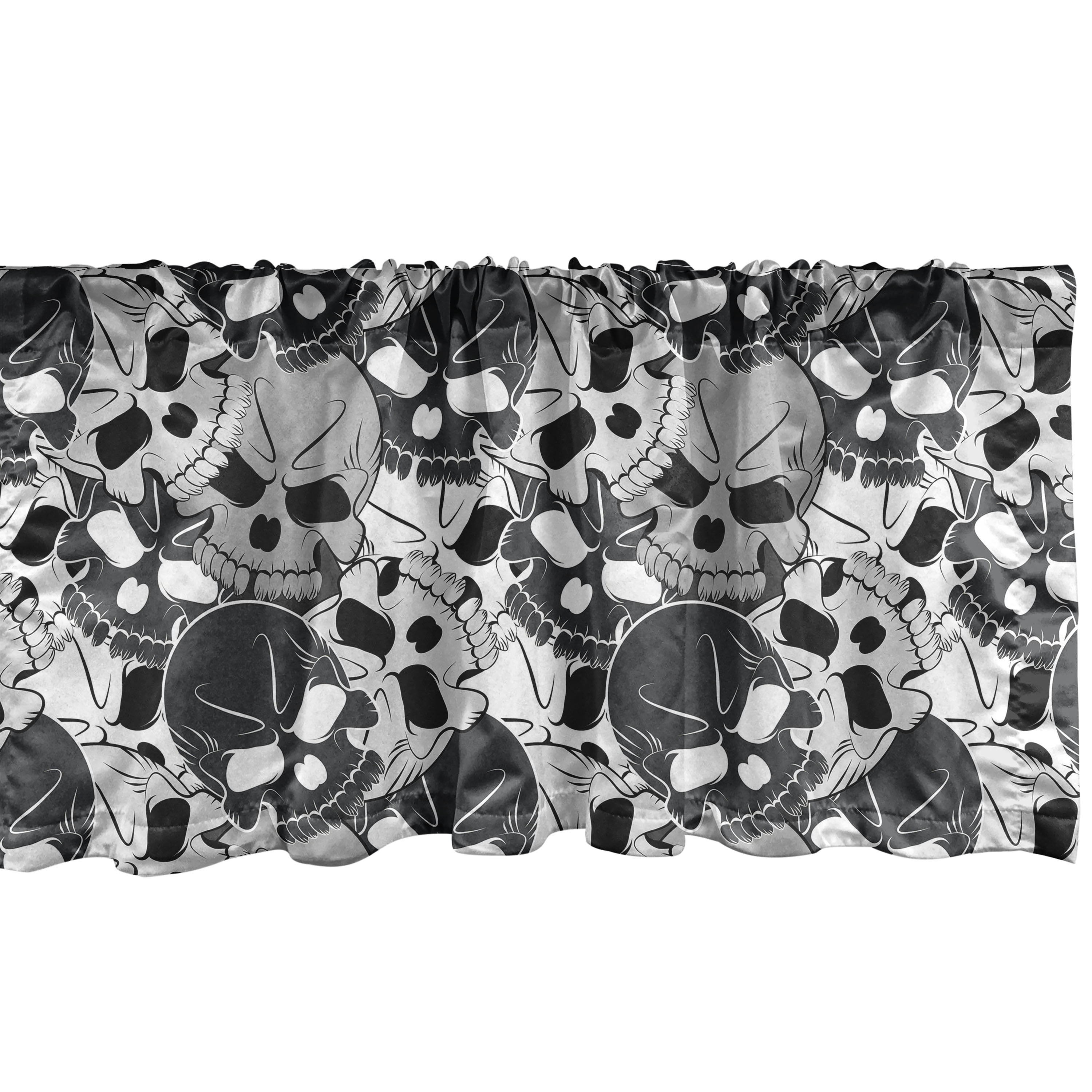 Skull Window Valance, Illustration of Skeleton Head with Spooky Look on ...