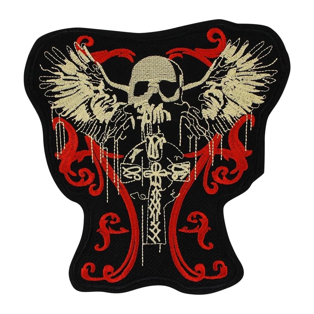 Skull Wing Patch Large Embroidery Patches for Leather Jacket Motorcycle Biker Iron on Patch 1 ...
