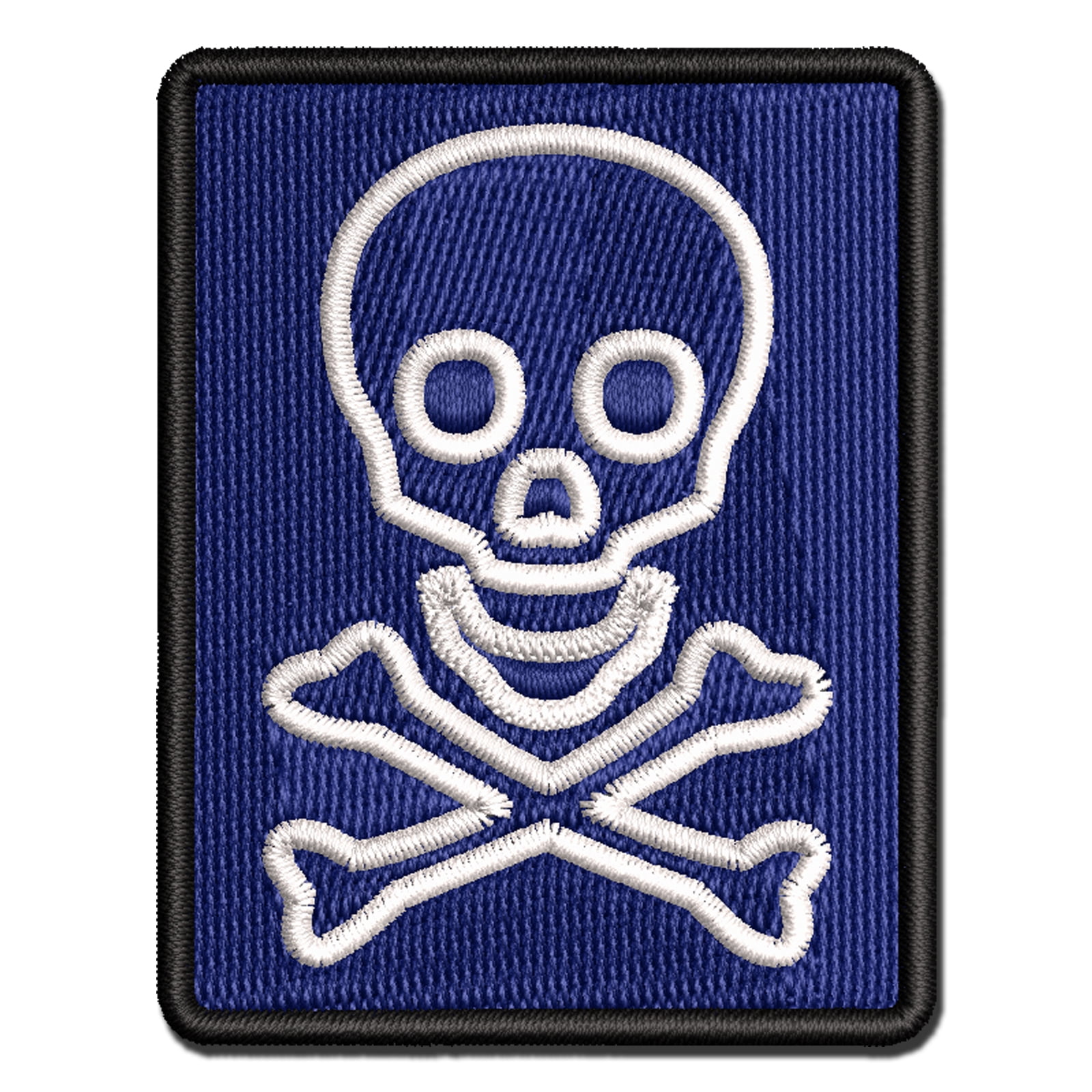 Skull and Crossbones Outline Applique Multi-Color Embroidered Iron-On Patch - 3 Inch Medium ...