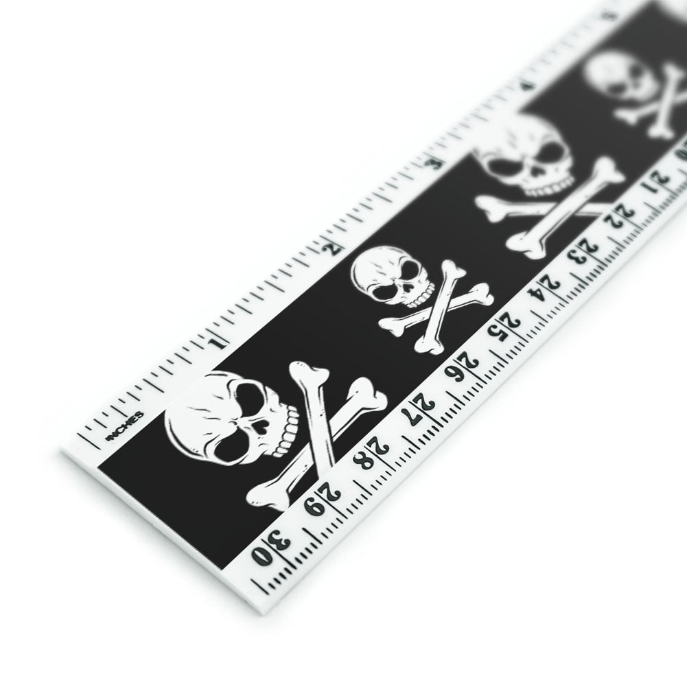 Skull and Crossbones Pattern 12 Inch Standard and Metric Plastic Ruler ...