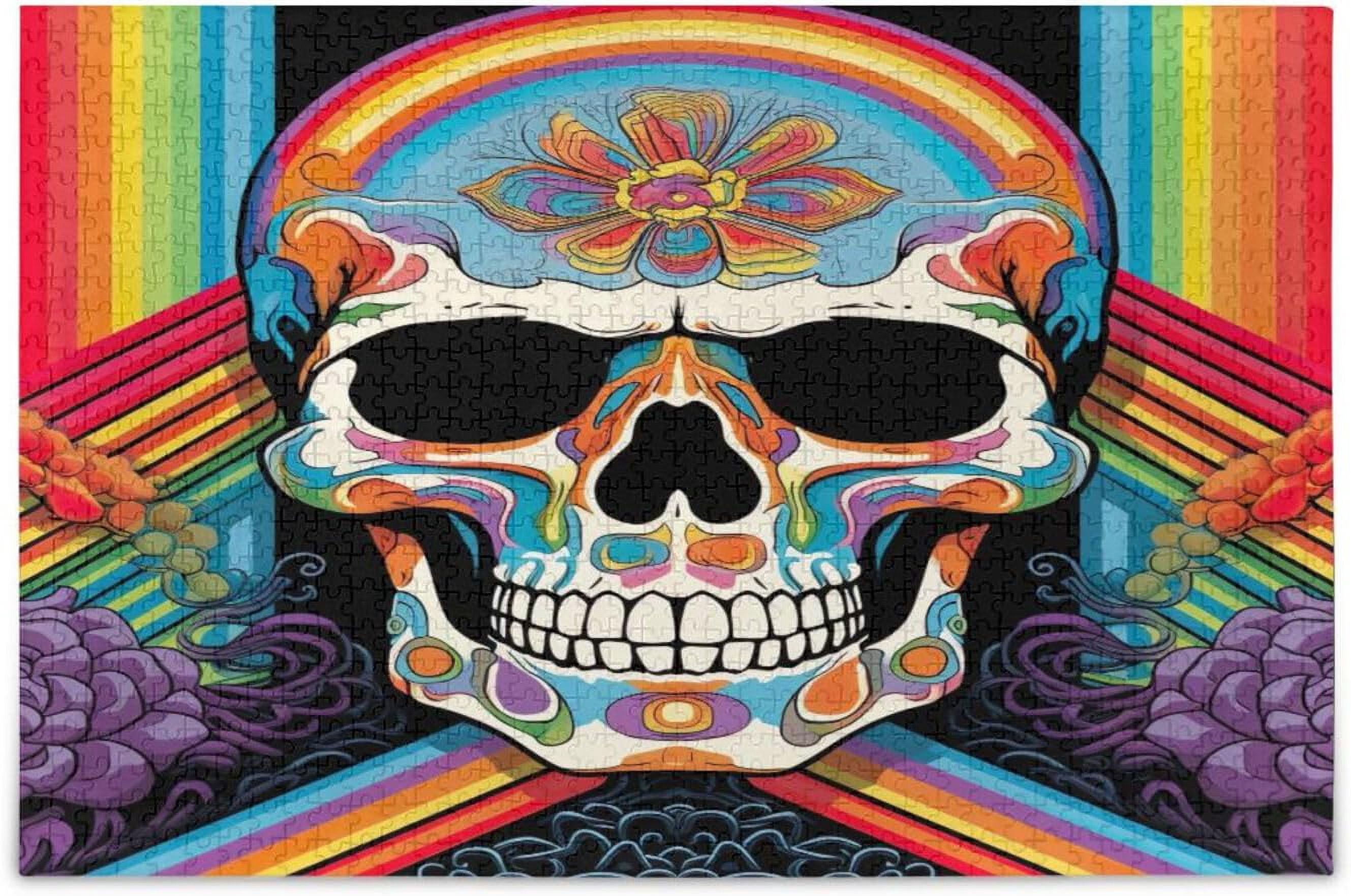 Skull and Rainbow Jigsaw Puzzles 1000 PiecesPuzzles for Adults Family ...