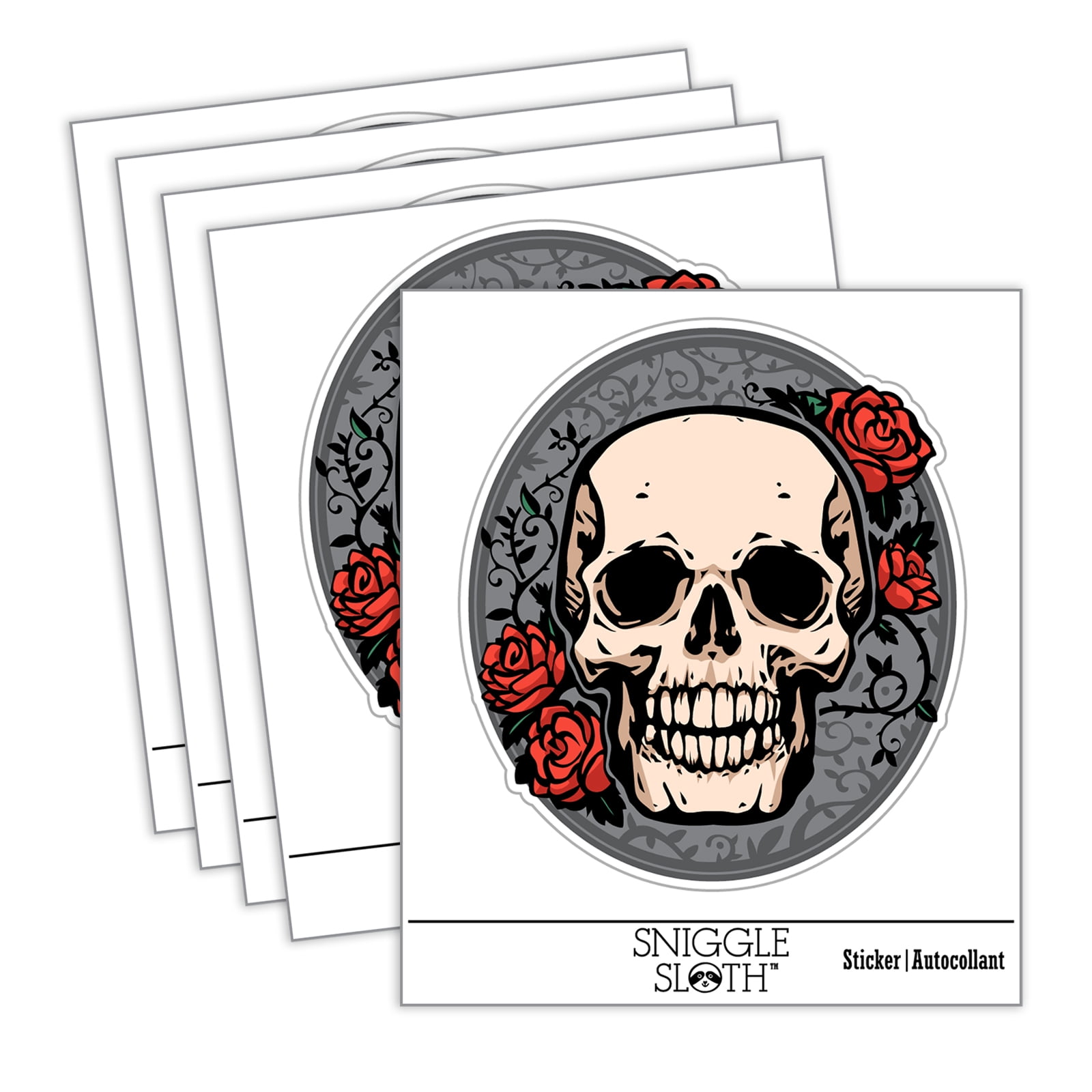 Skull and Roses Flowers Bones Car Window Bumper Water Bottle Phone ...