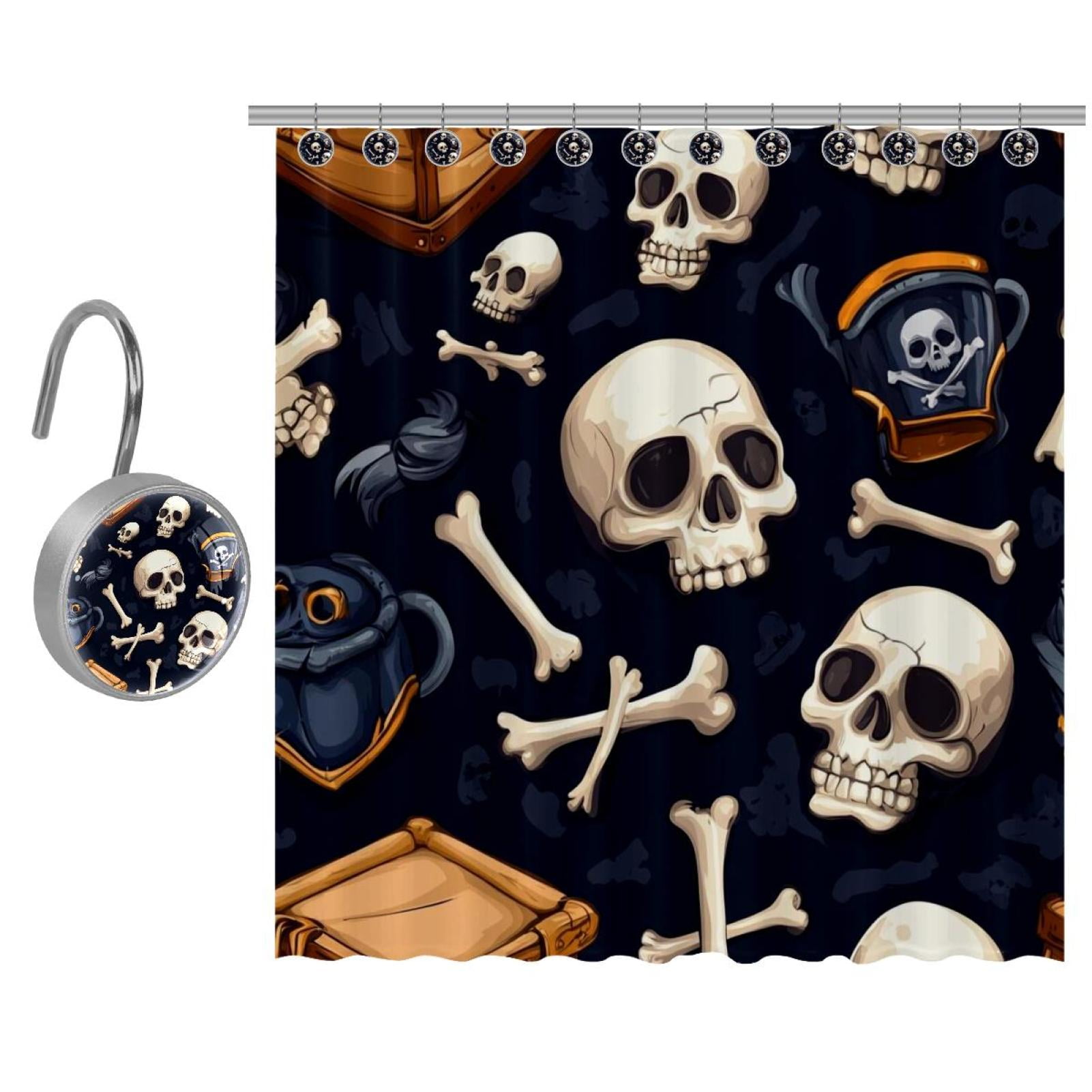 Skull and bones 1 Bathroom Decor Set | Includes Shower Curtain ...
