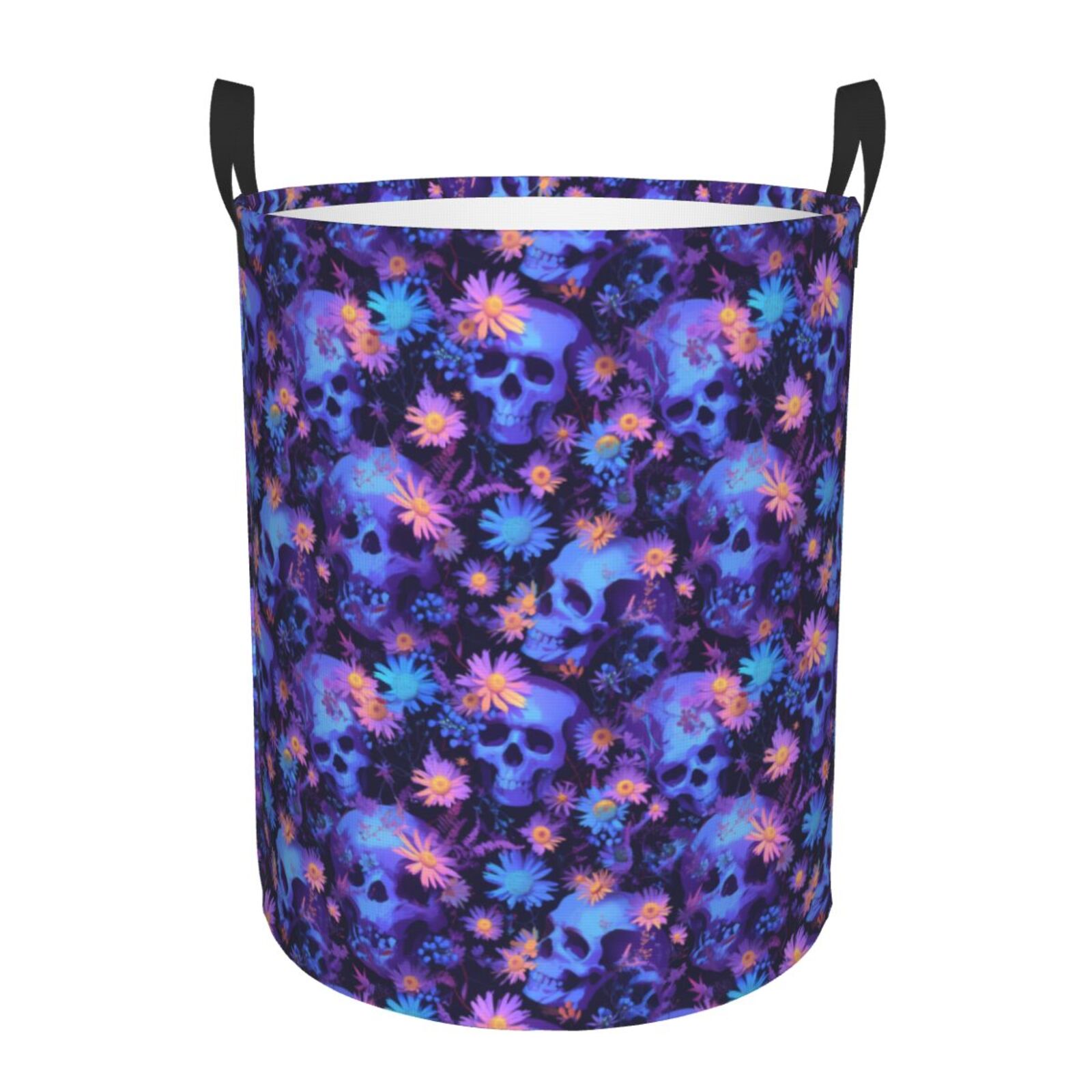 Skull daisy purple Laundry Basket, Laundry Hamper Waterproof Laundry ...