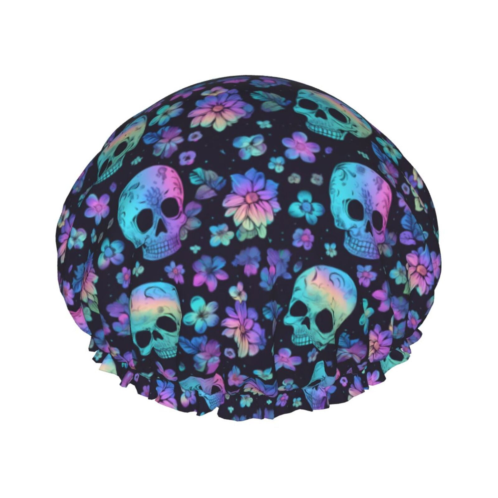 Skull flower cute Shower Cap, Reusable Bath Hair Hat for all Hair ...