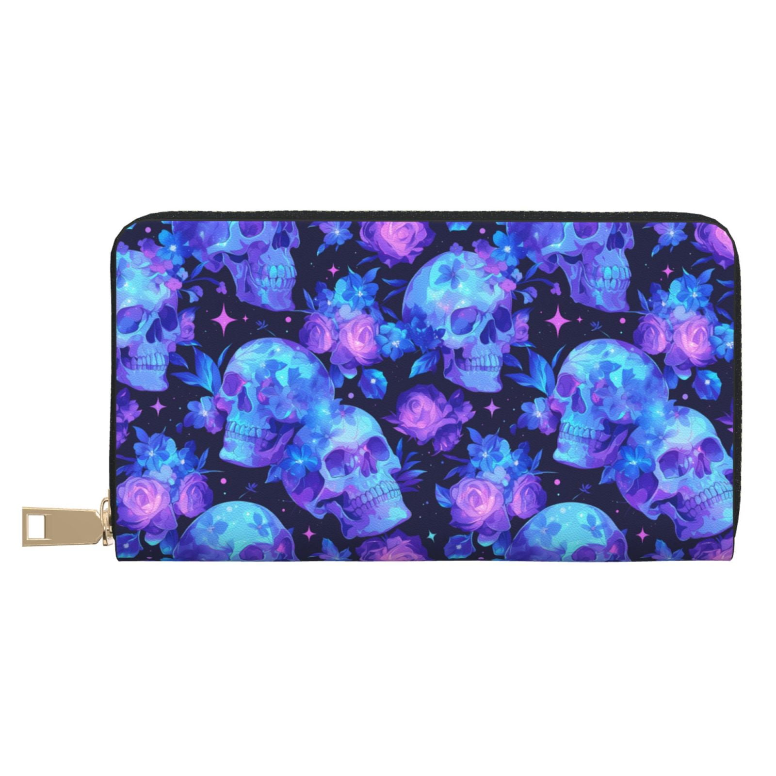 Skull flower star sky Wallet Women, Leather Bifold Multi Card Wallet ...