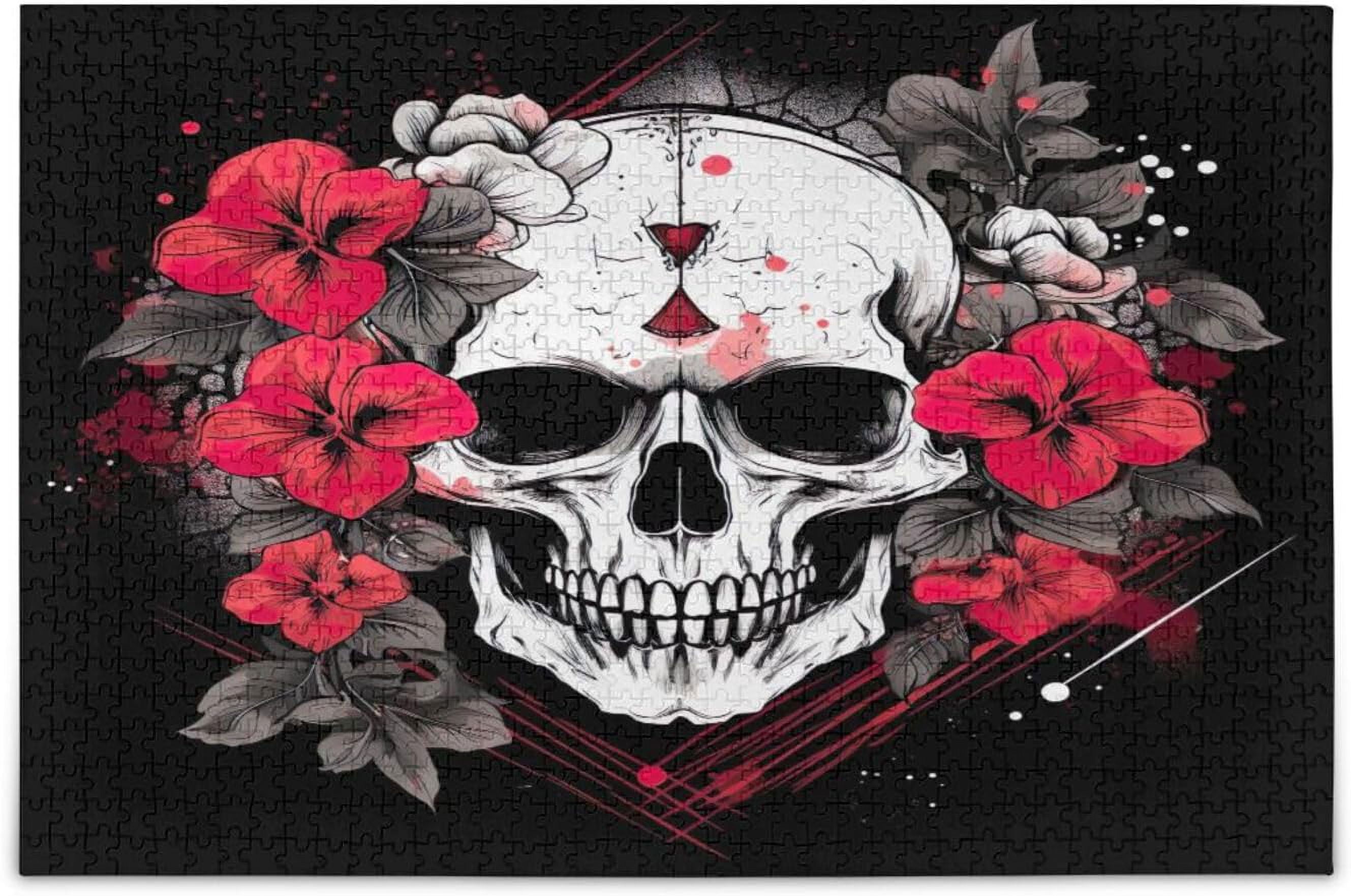 Skull with Flowers Jigsaw Puzzles for Adults 1000 Pieces, Puzzles for ...