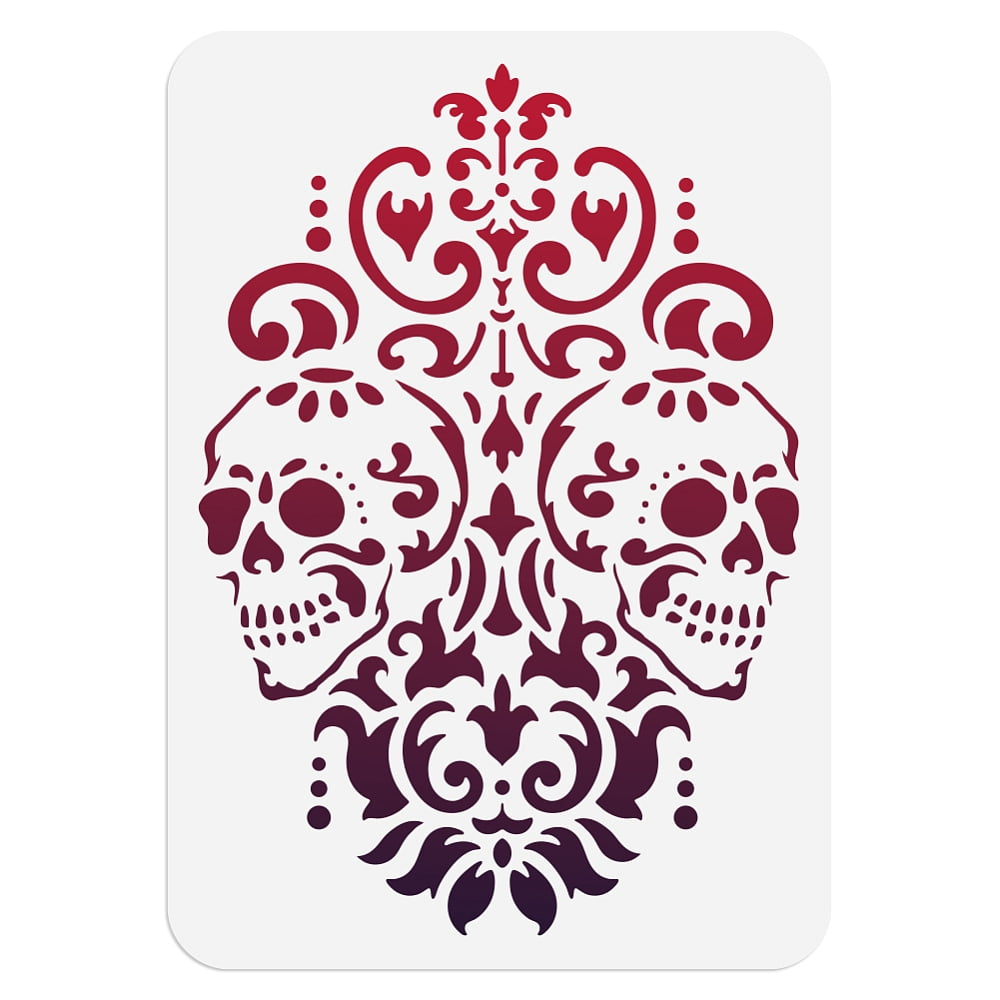 Skulls Damask Stencil - Walmart.com